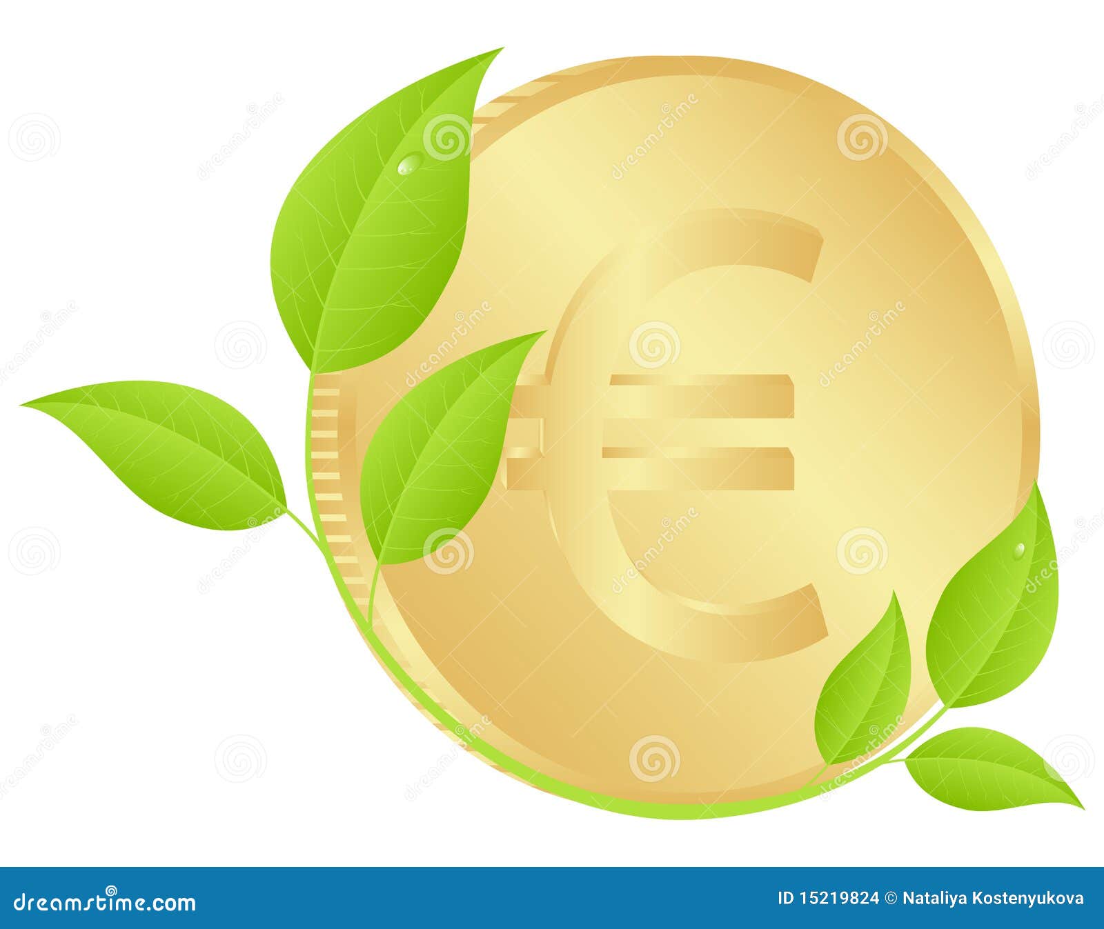 Coin with leaves stock vector. Illustration of leaves - 15219824