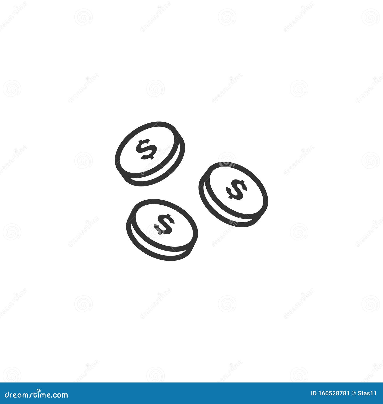 Coin Line Icon in Simple Design on a White Background Stock Vector ...