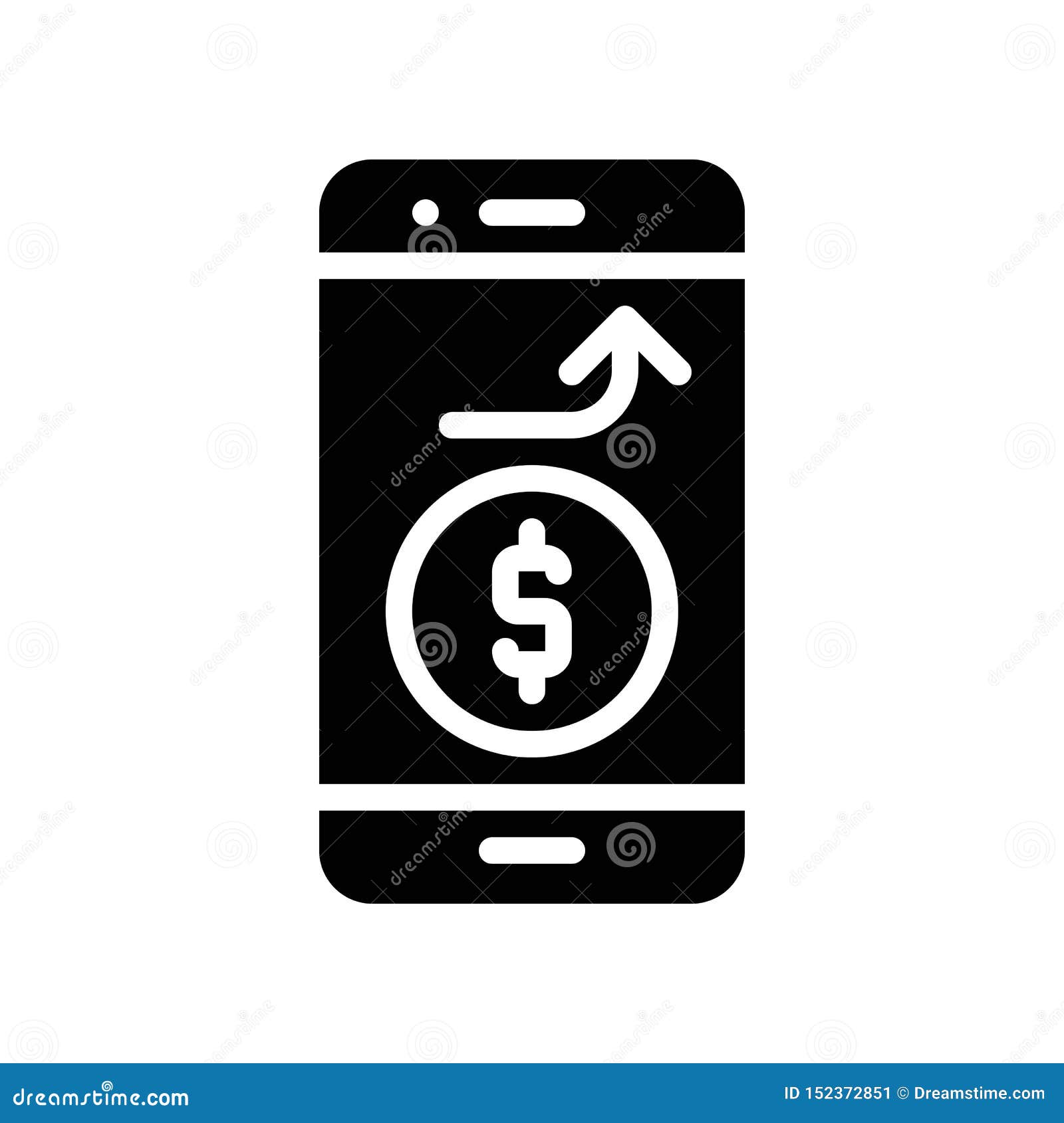Coin on Mobile Screen Vector, Digital Marketing Solid Style Icon Stock ...