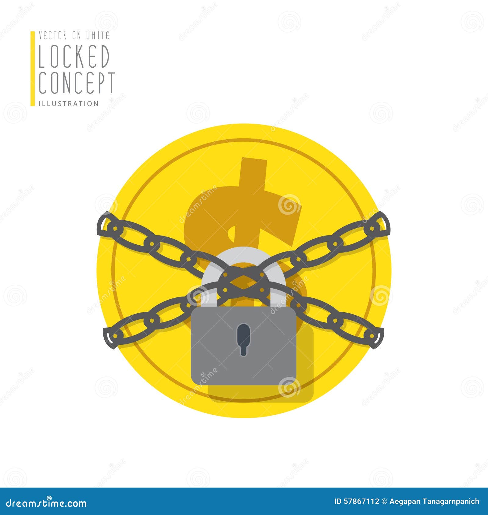 Coin Money are Bound with Chains and Locked with a Padlock Flat Stock ...