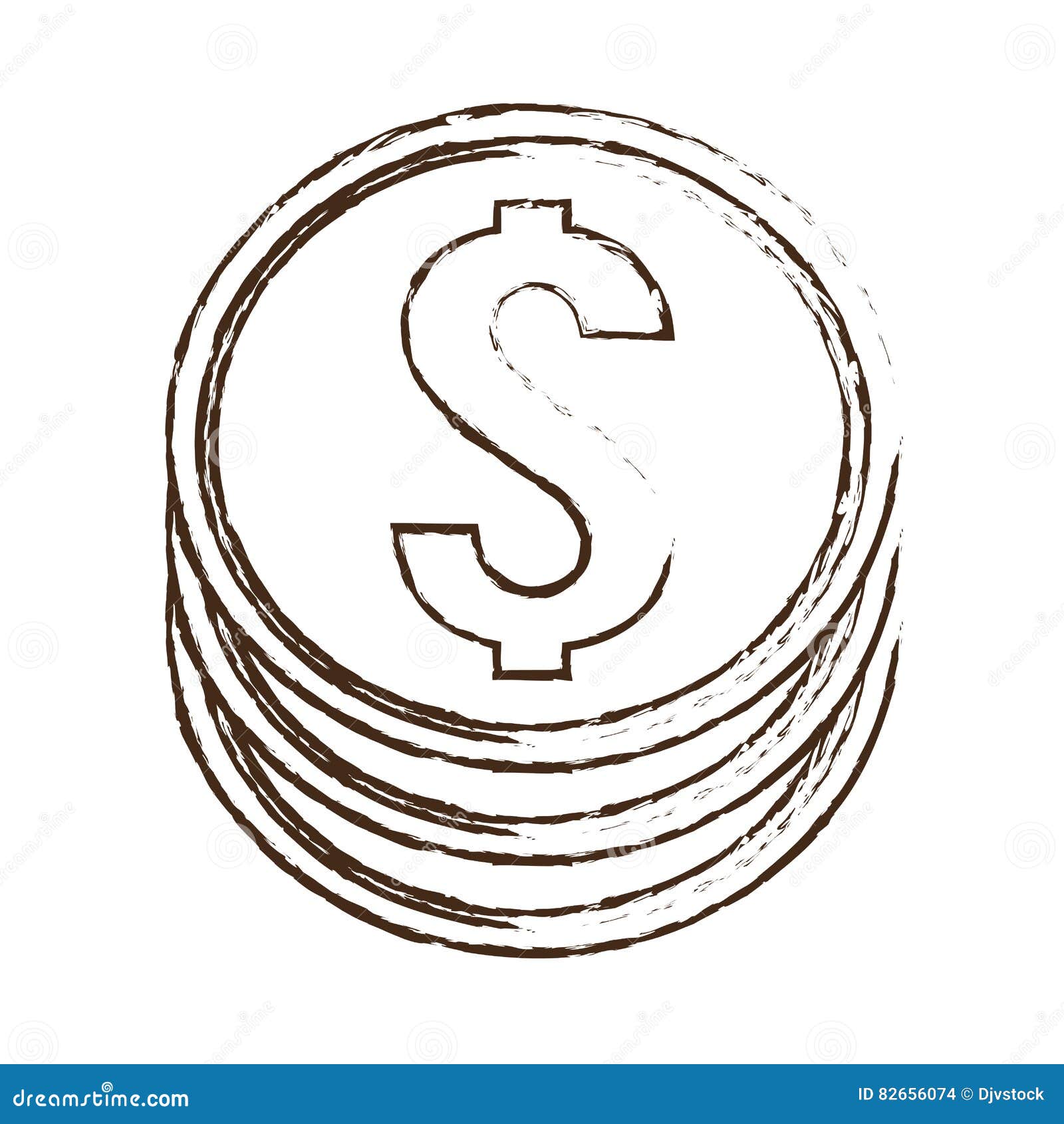 Coin money dollar sketch stock illustration. Illustration of investment ...