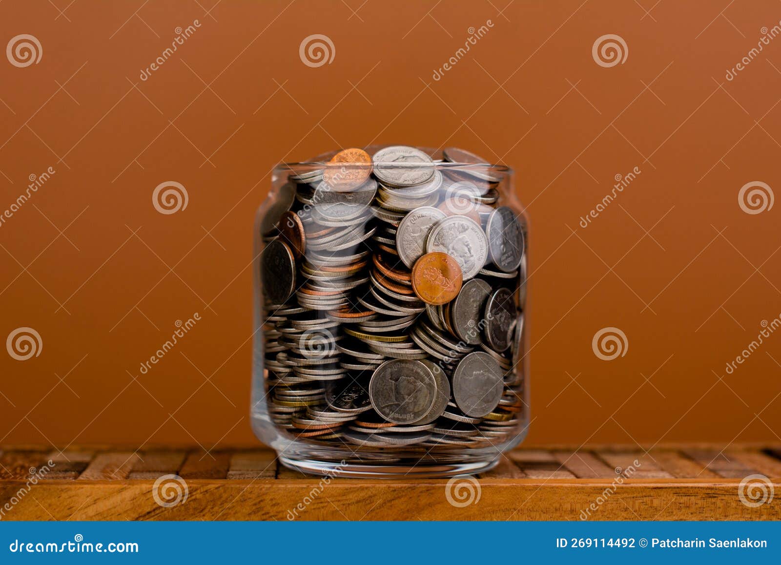 Coin Money in a Glass Jar. Saving Money. Money Saving Concept. Coin ...