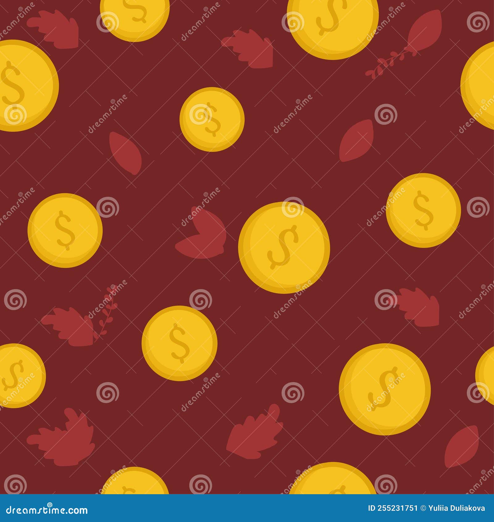 Coin Pattern . Seamless Pattern on Green Background Stock Vector ...