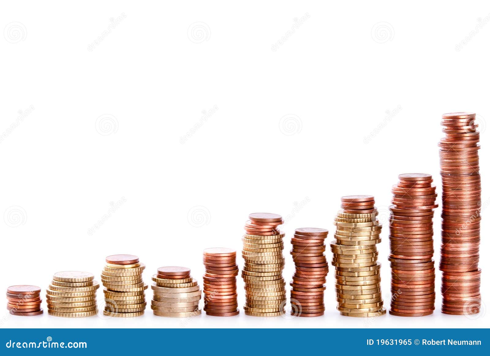 Coin piles climbing up stock image. Image of money, growing - 19631965