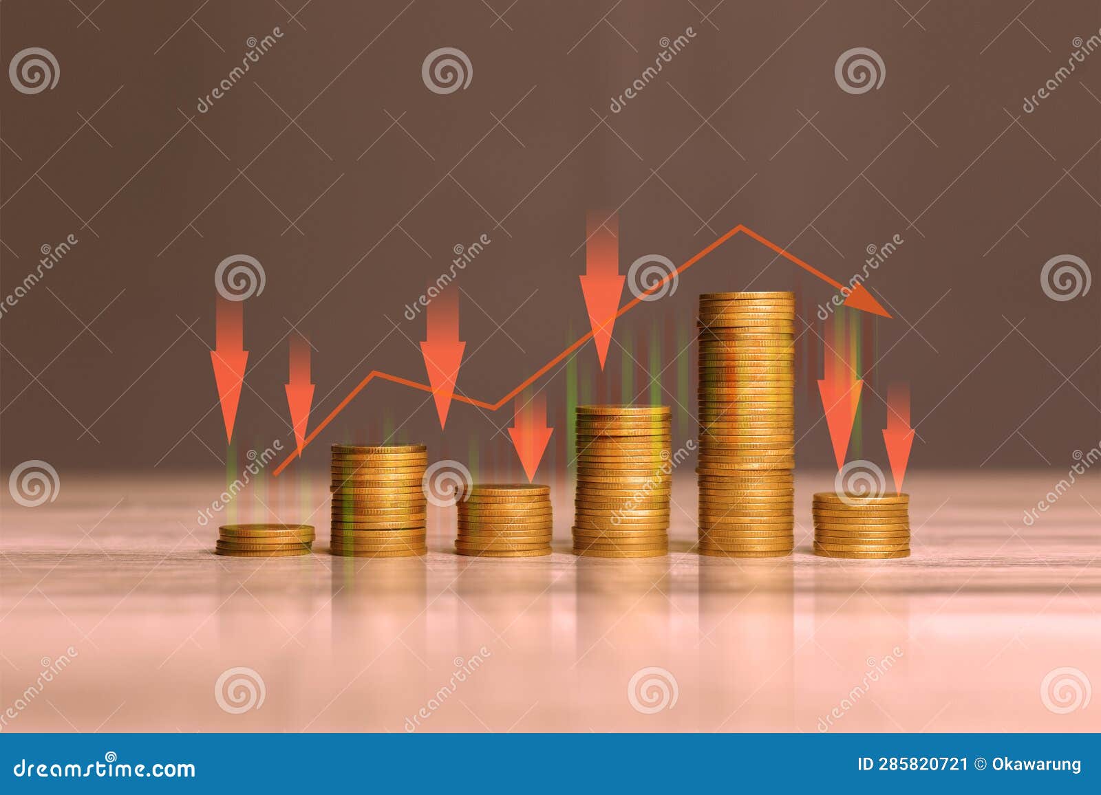 Coin is Placed in a Graph Showing a Decrease in Interest. and Inflation ...