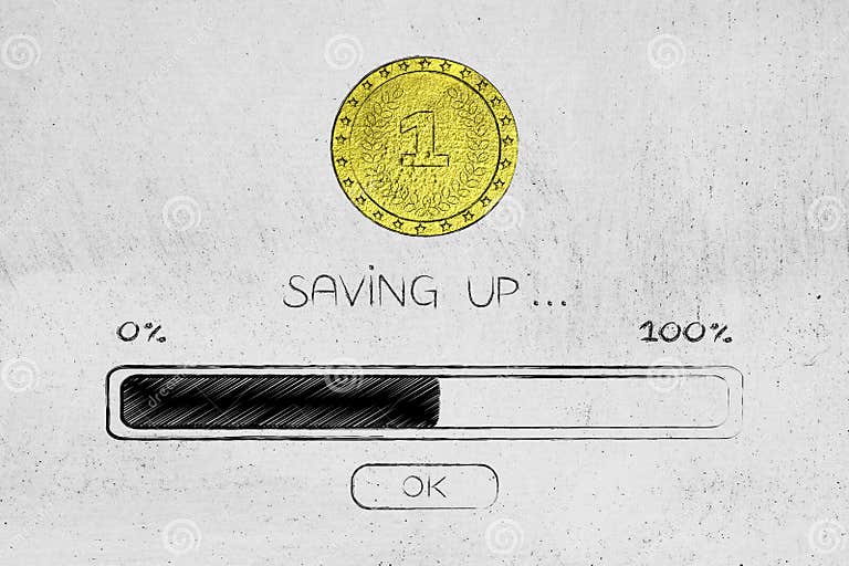 Coin and Progress Bar Loading, Saving Process Stock Illustration ...