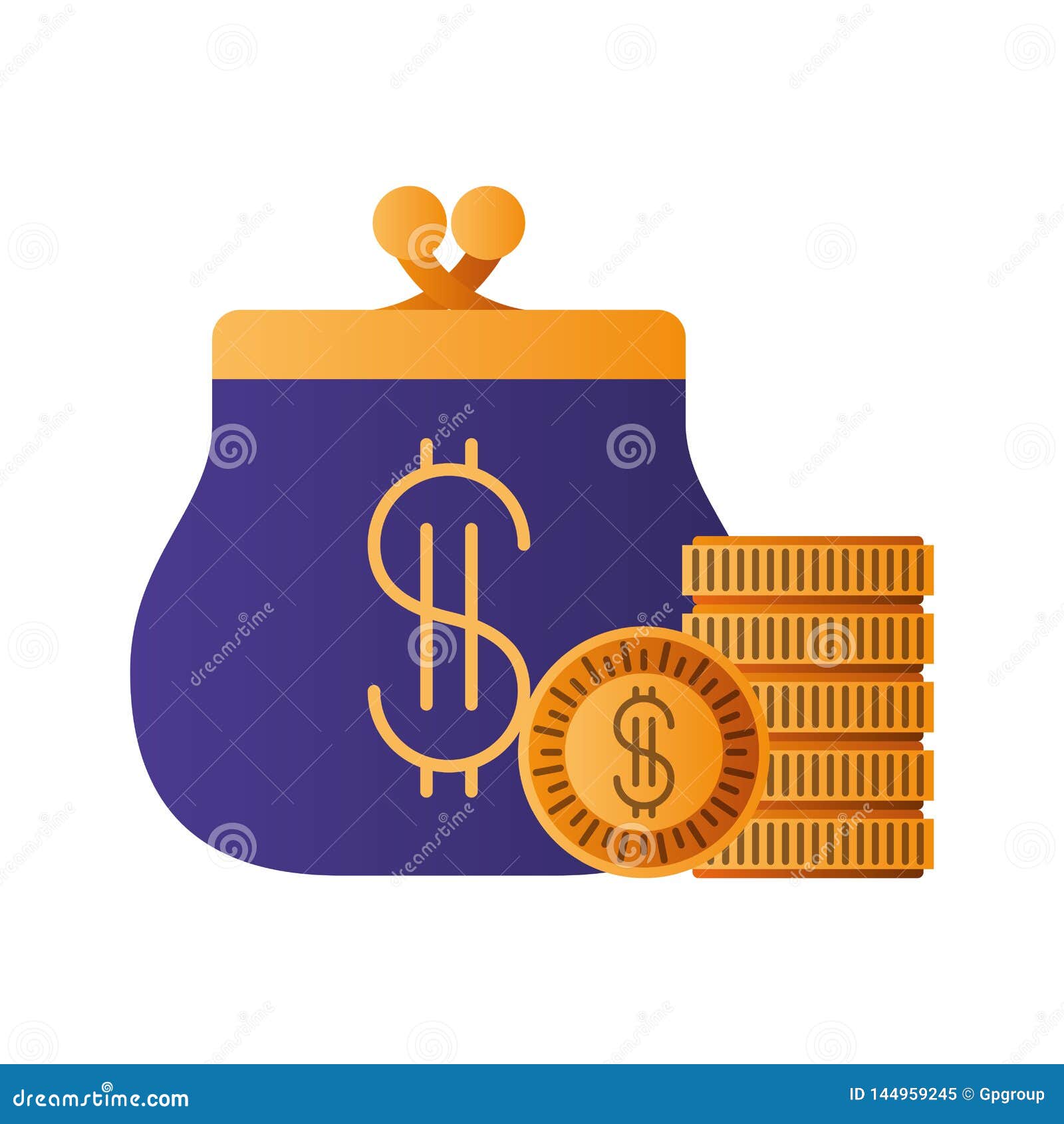Coin purse isolated icon stock vector. Illustration of banking - 144959245
