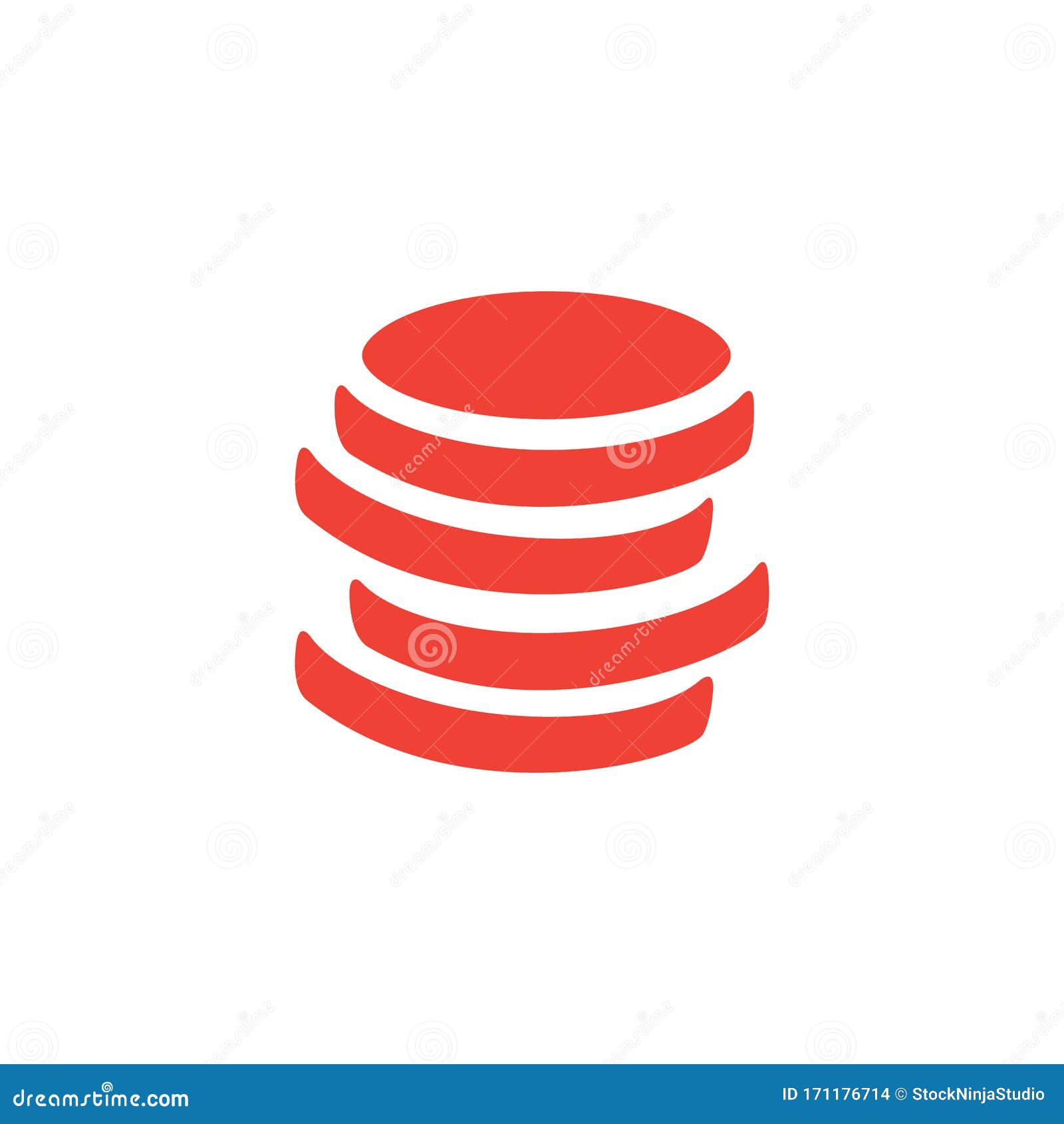 Coin Red Icon on White Background. Red Flat Style Vector Illustration ...