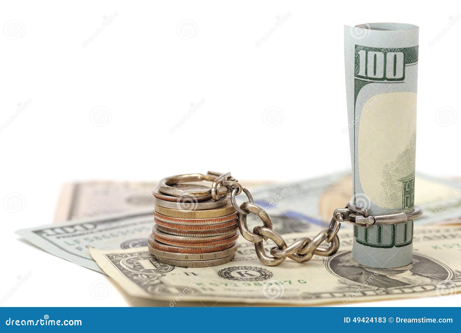 $ 100, and the Coin-related Chain Stock Image - Image of green, close ...