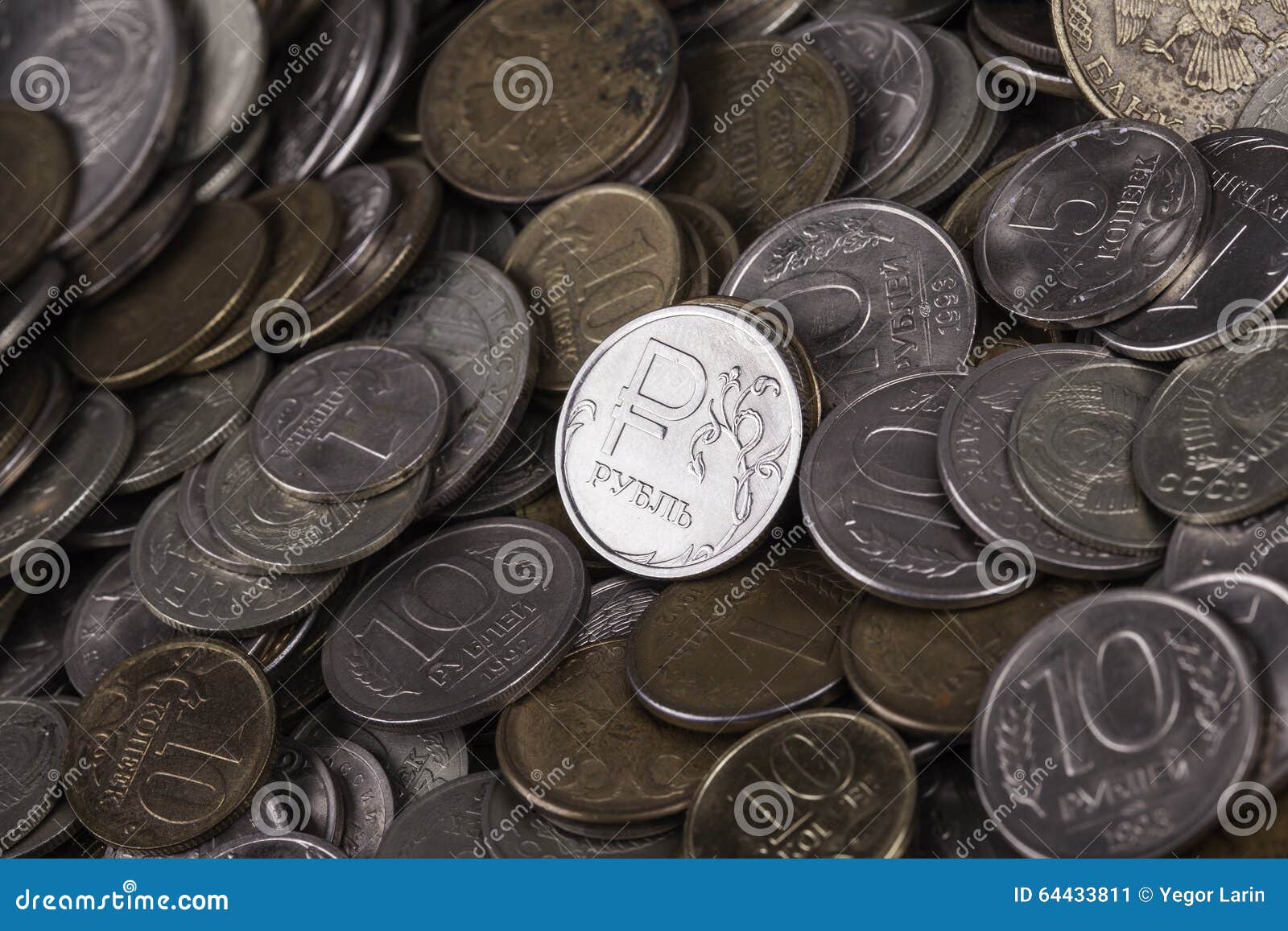 Coin Ruble among Many Other Coins Stock Image - Image of count, money ...