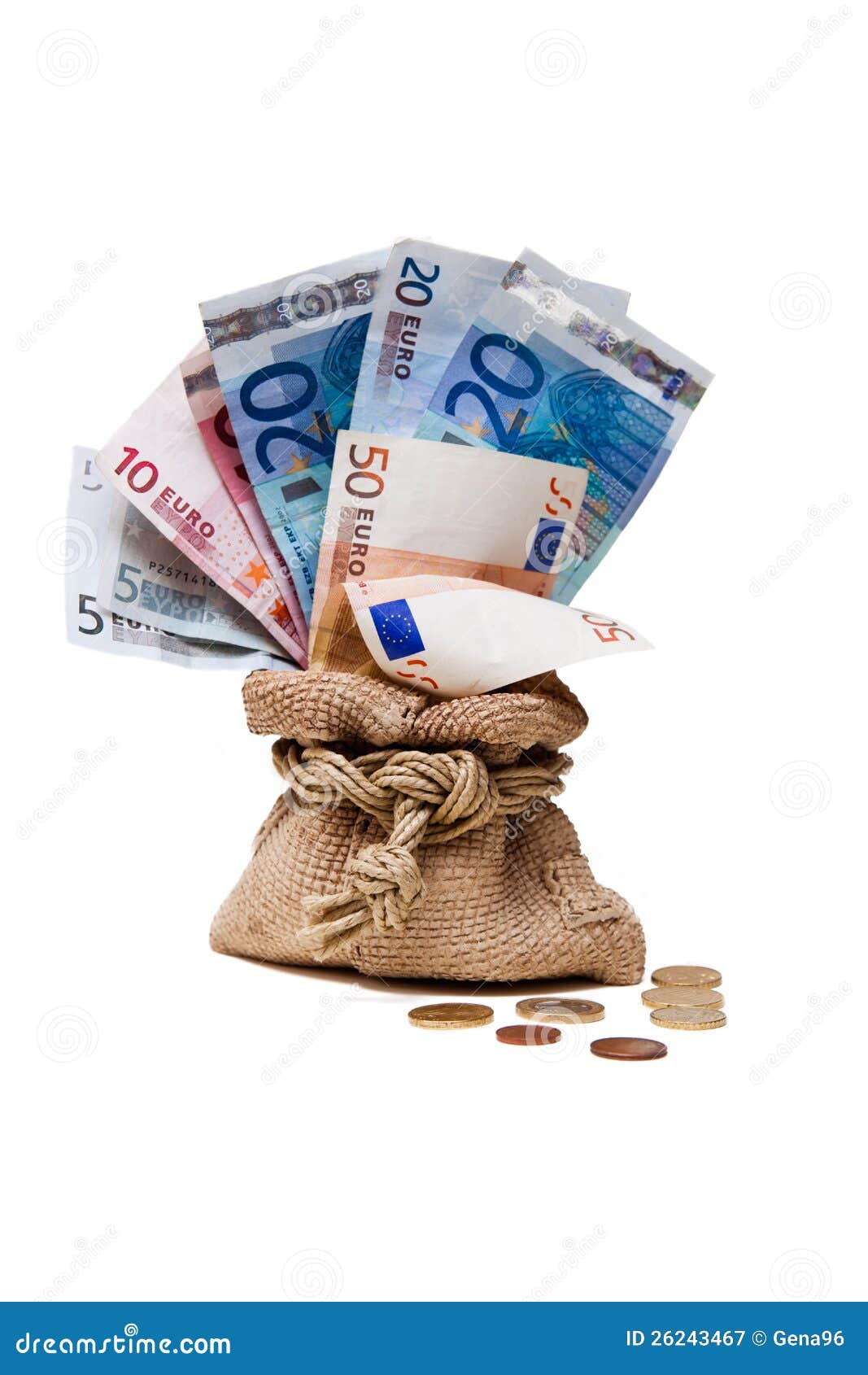 Coin sack with Euros stock image. Image of bank, economic - 26243467