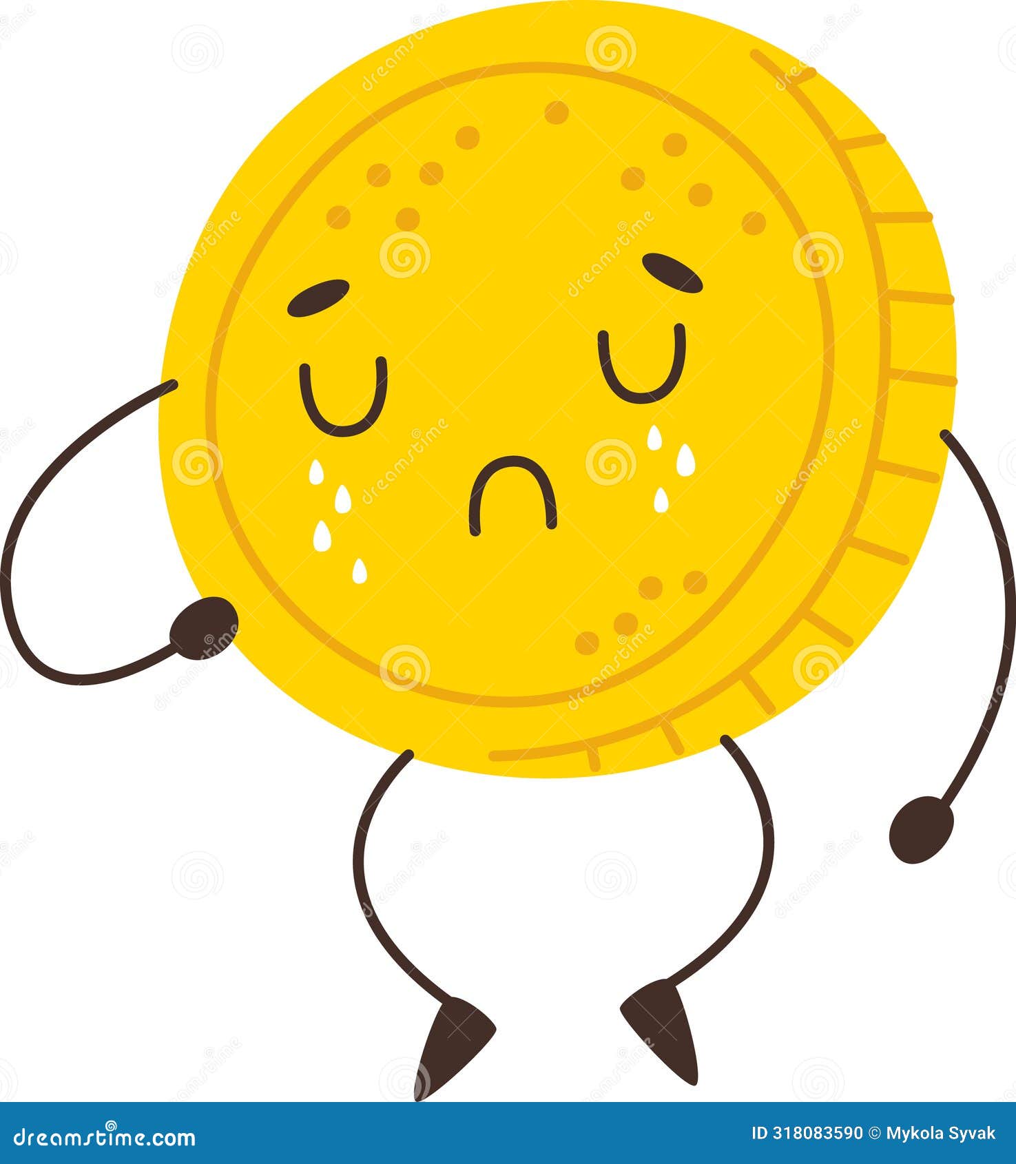 Coin Sad Character stock vector. Illustration of cartoon - 318083590