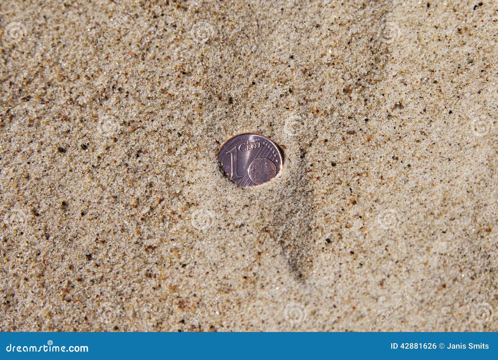 Coin in sand. stock photo. Image of finance, business - 42881626