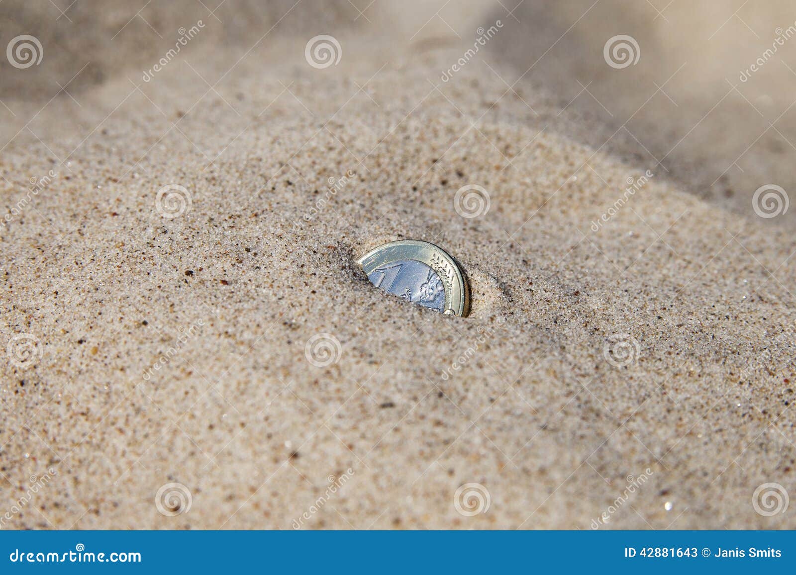 Coin in sand. stock image. Image of european, bank, conceptual - 42881643