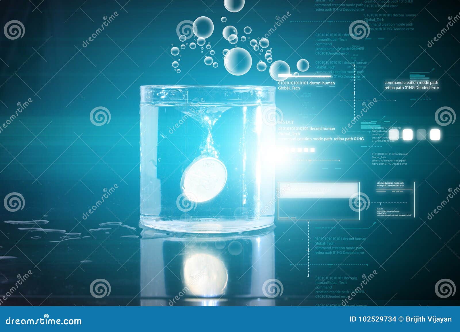 Coin Sinking in the Glass of Water Stock Illustration - Illustration of ...