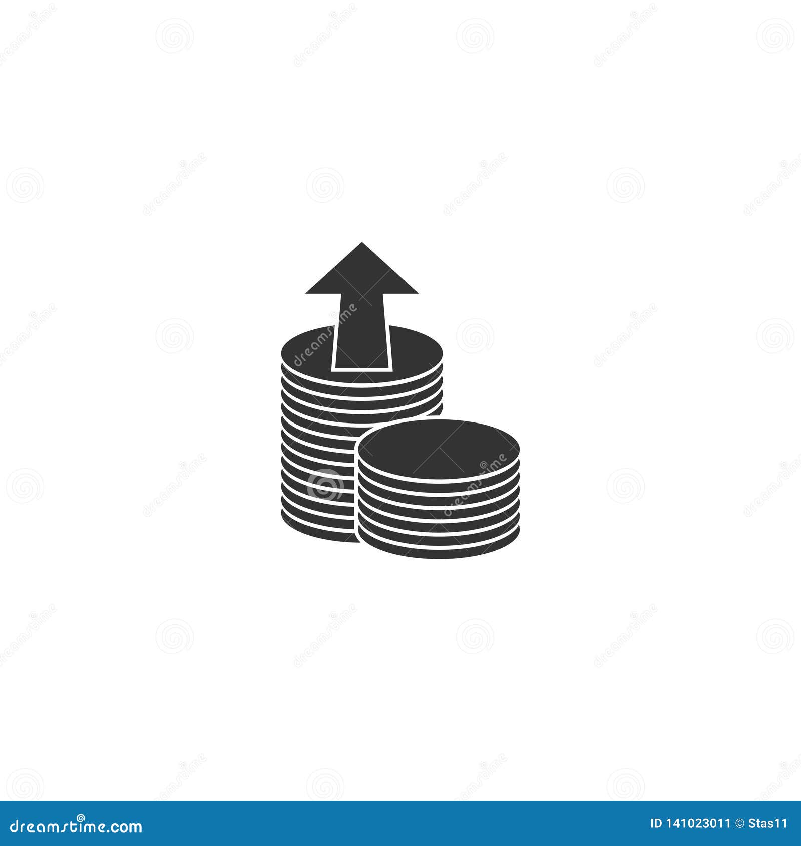 Coin Stack with Arrow Icon in Simple Design. Vector Illustration Stock ...