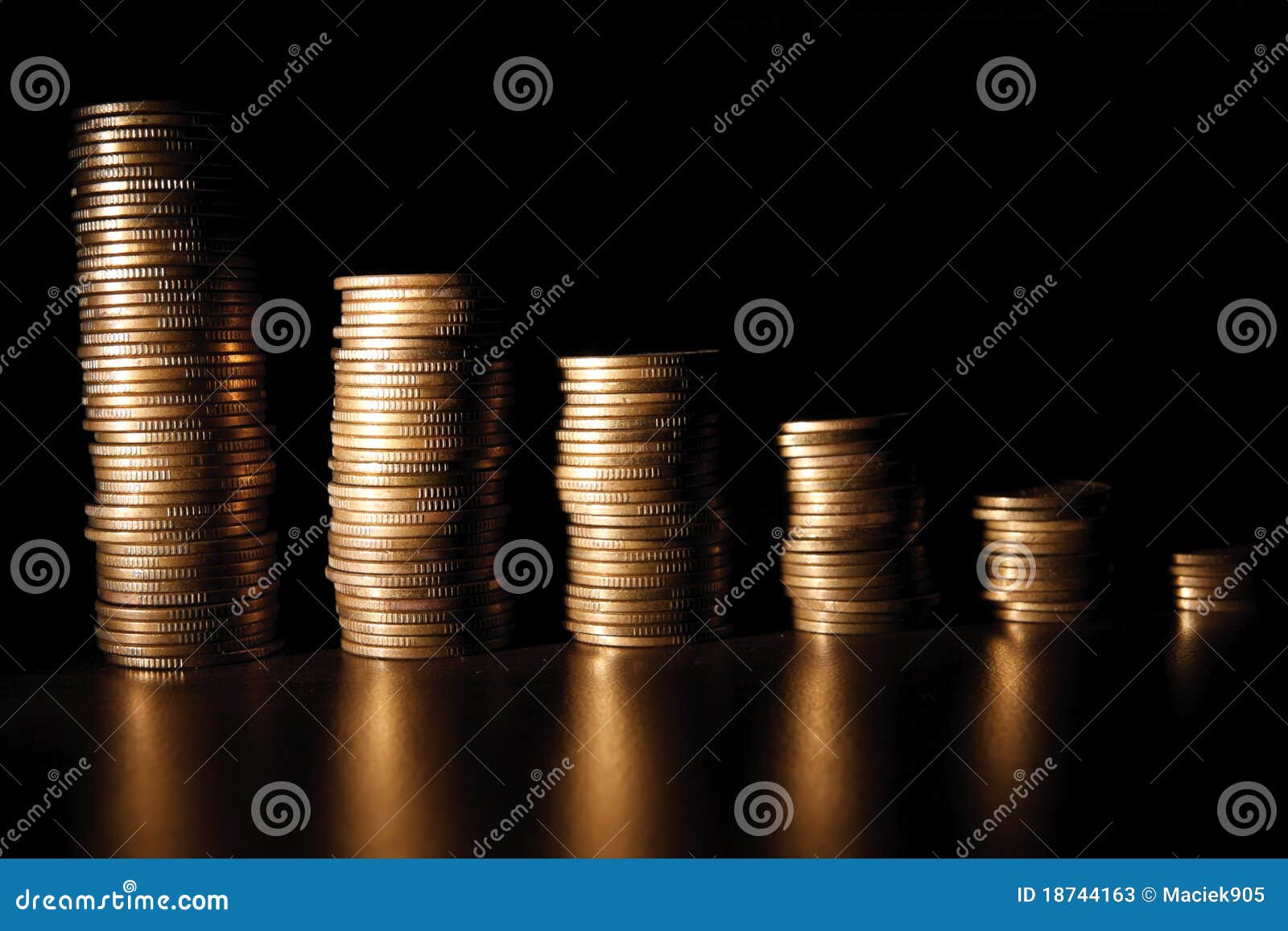 Coin Stack on Black Bacground Stock Image - Image of gold, macro: 18744163