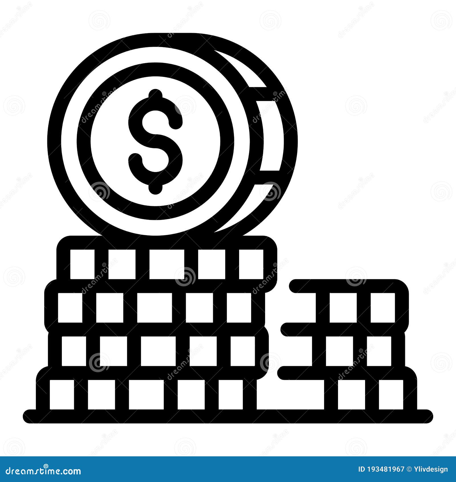 Coin Stack Fund Icon, Outline Style Stock Vector - Illustration of ...