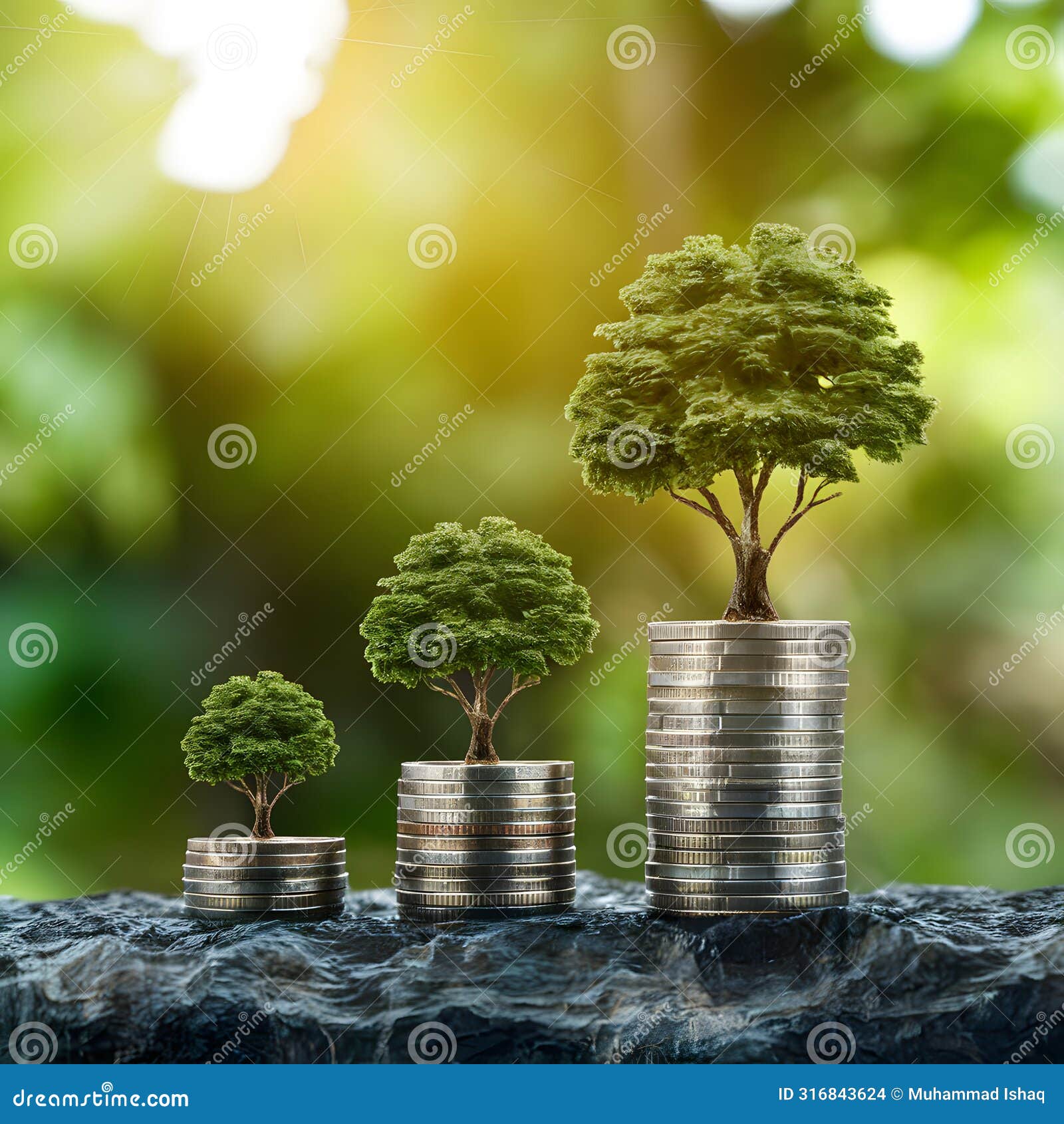 Coin Stack Growth with Tree, White Background, Saving Concept Stock ...