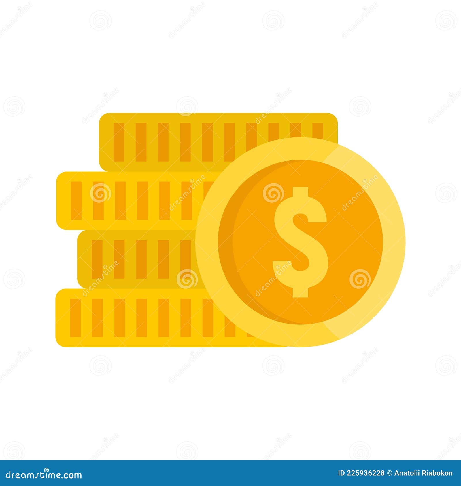 Coin Stack Icon Flat Isolated Vector Stock Vector - Illustration of ...