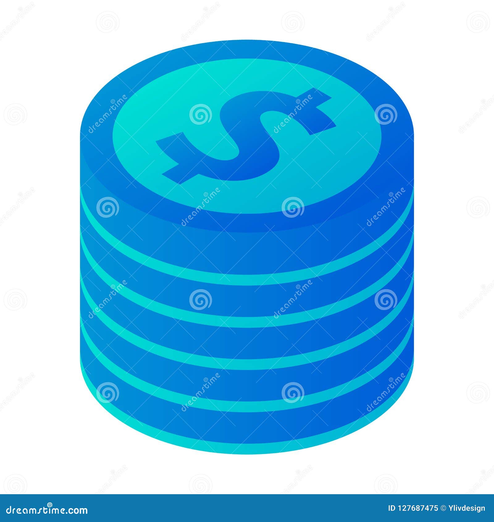 Coin Stack Icon, Isometric Style Stock Vector - Illustration of element ...