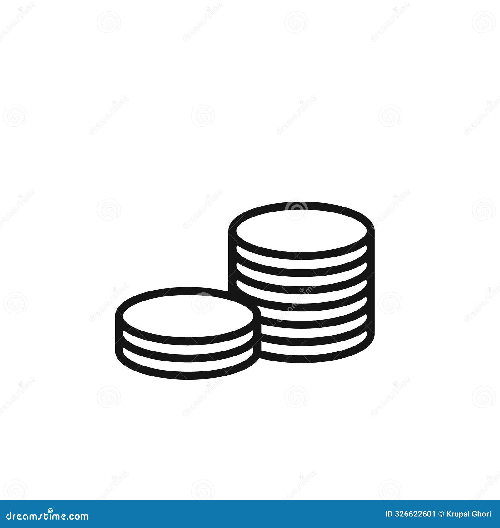 Coin Stack Icon Outline Collection in Black Stock Vector - Illustration ...
