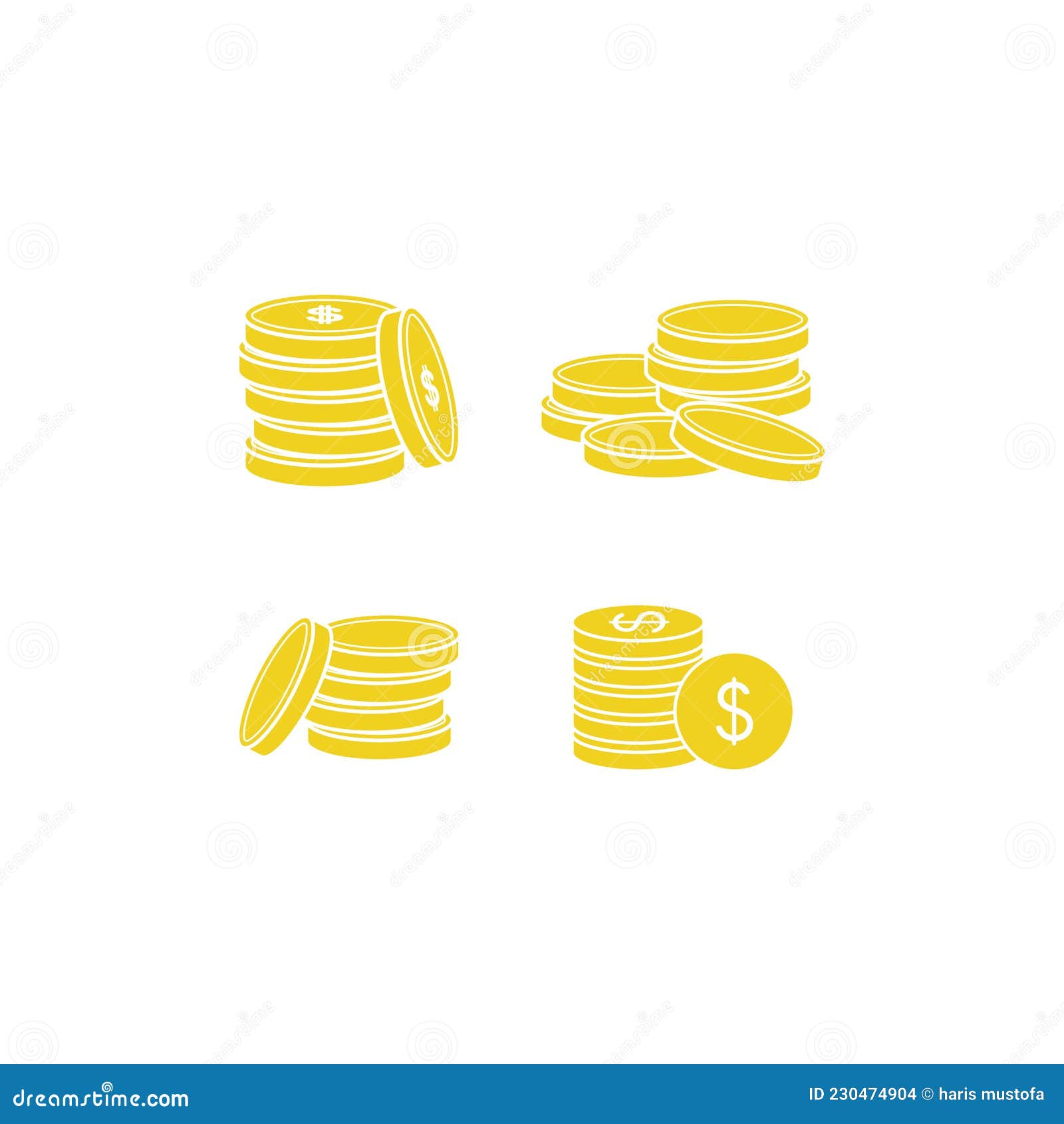Coin Stack Icon Set Design Template Illustration Isolated Stock Vector ...