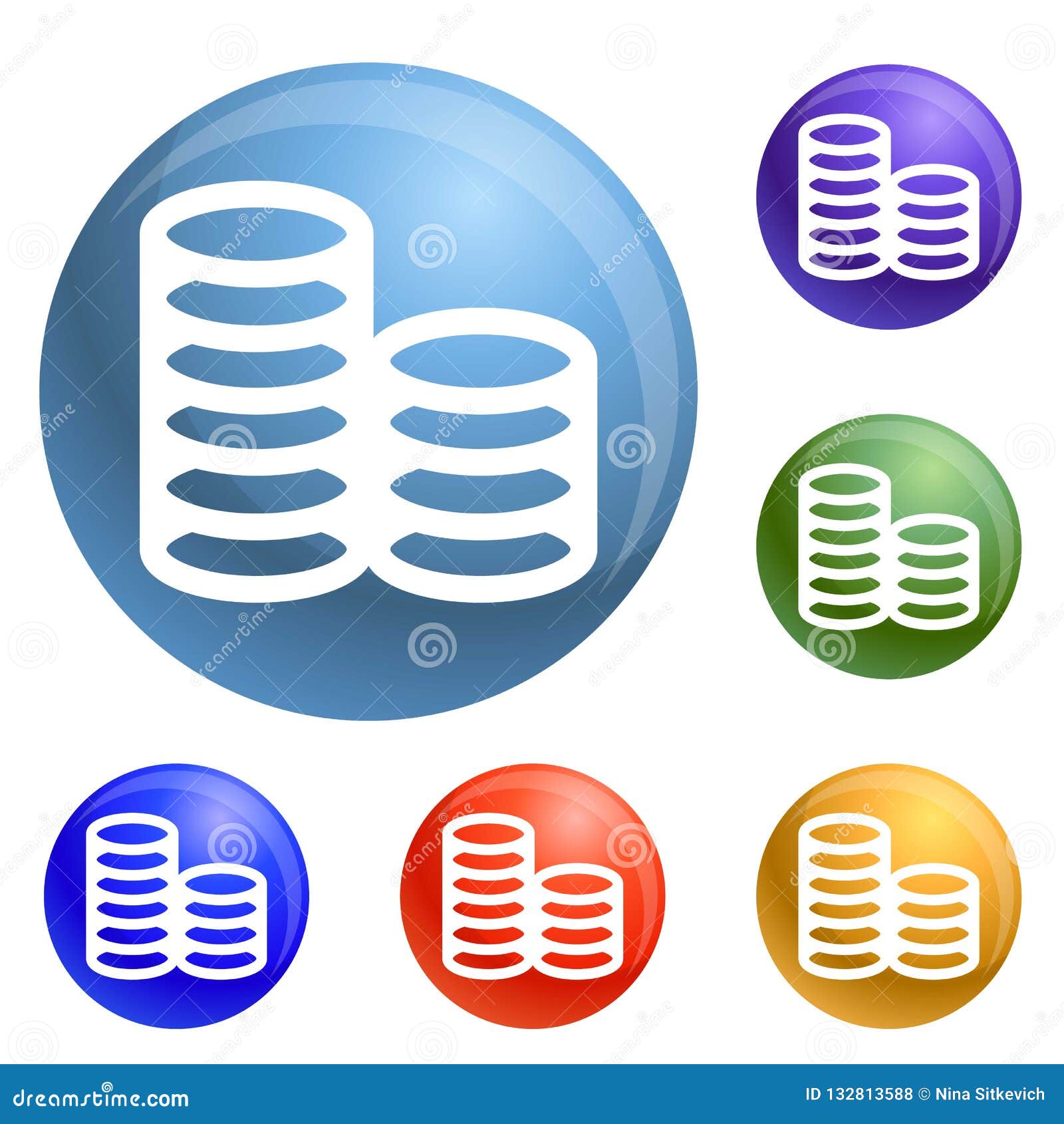 Coin Stack Icons Set Vector Stock Vector - Illustration of financial ...