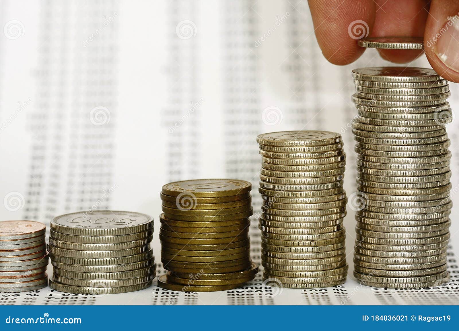 A Coin in Stack Increasing Concept Stock Image - Image of fund, income ...