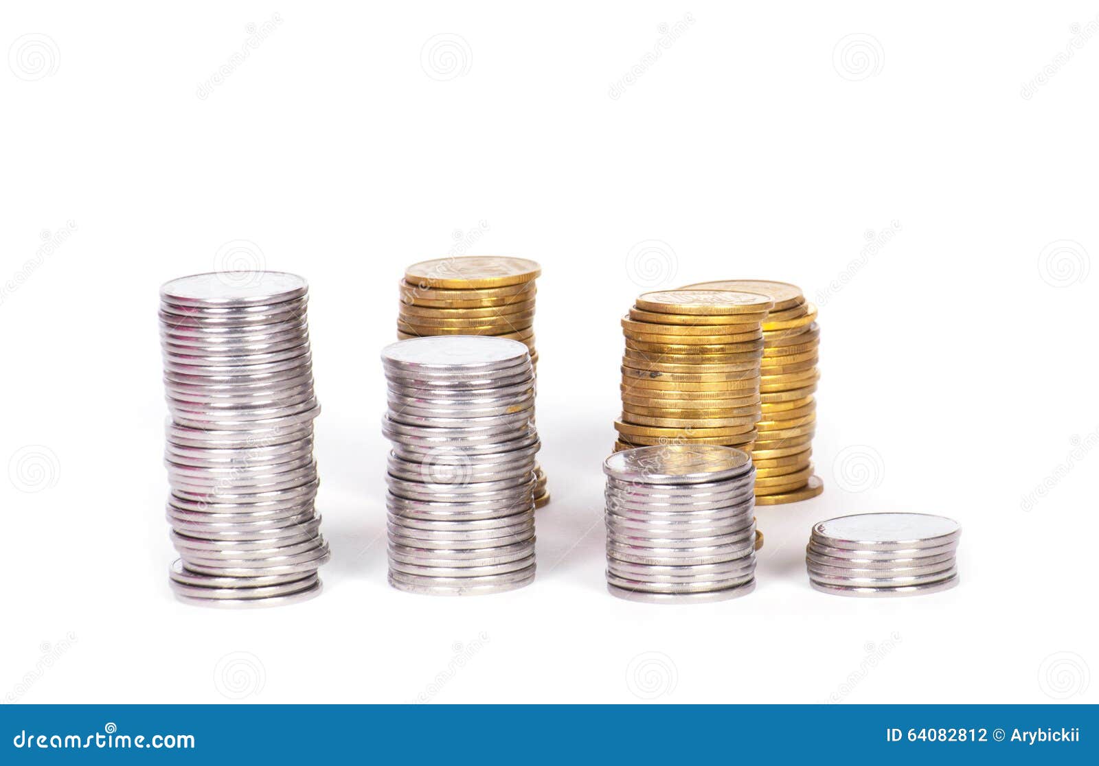 Coin stack isolated stock photo. Image of coin, economy - 64082812