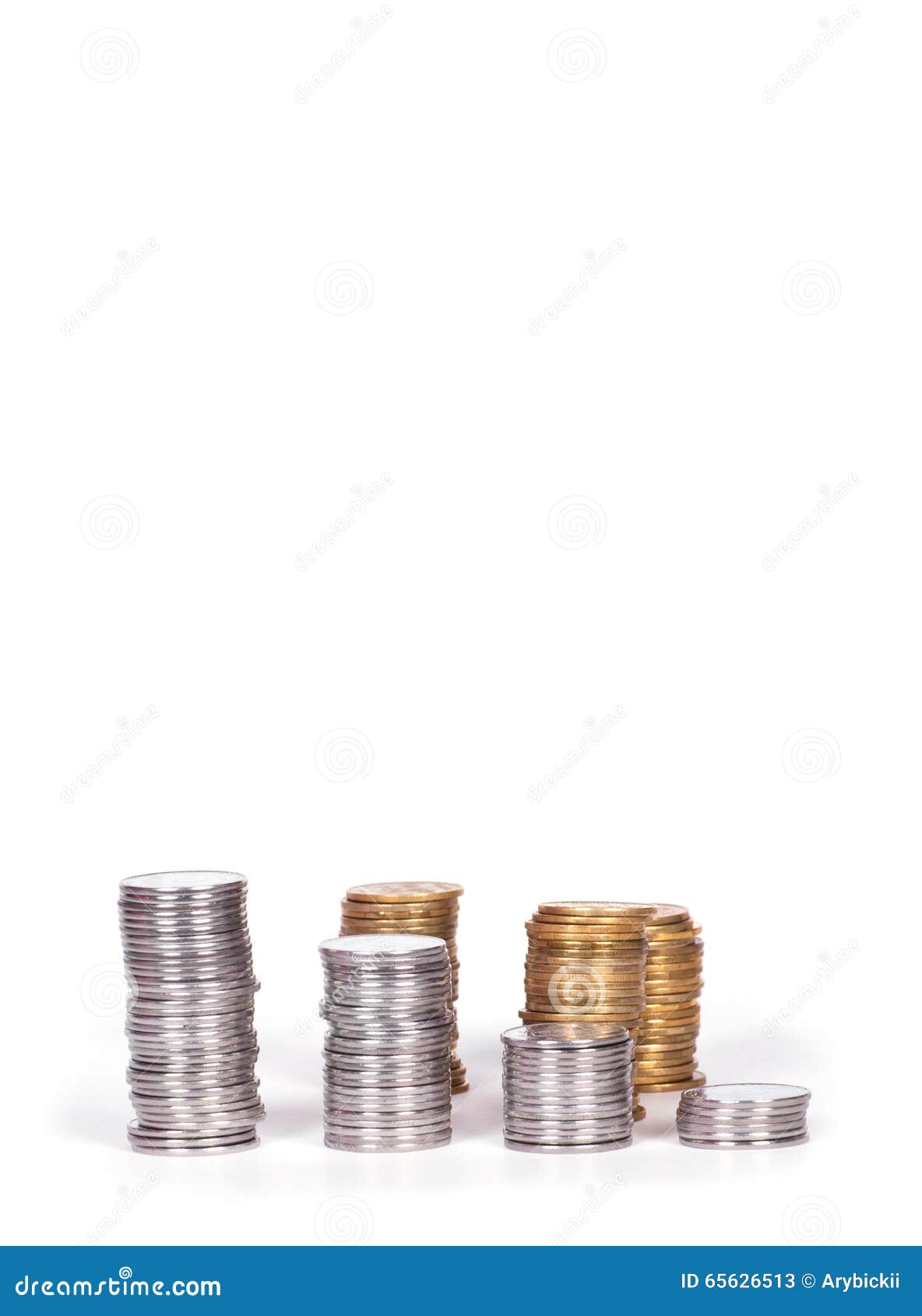 Coin stack isolated stock image. Image of gold, heap - 65626513