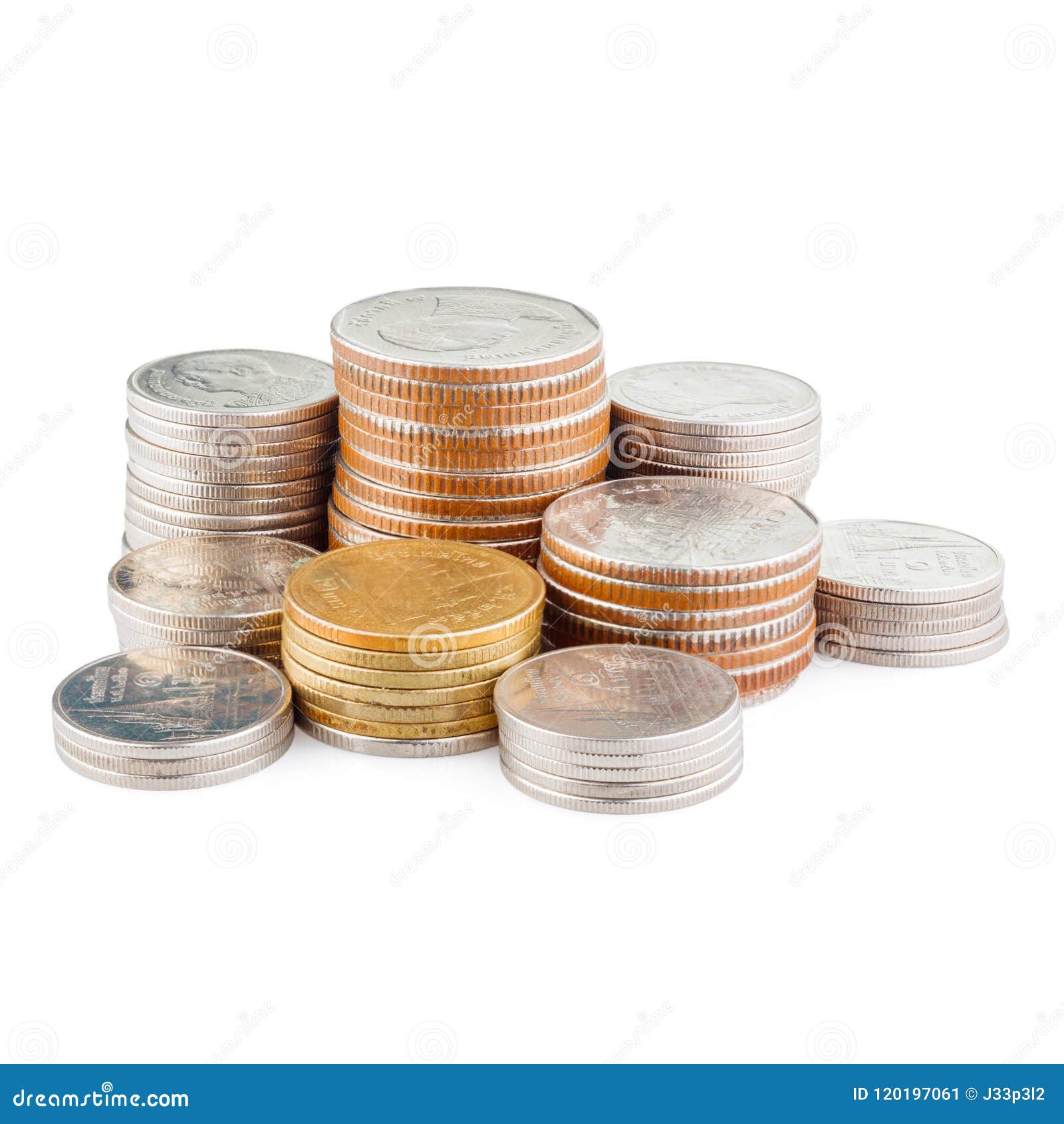 Coin Stack Isolated on White Background Stock Image - Image of economy ...