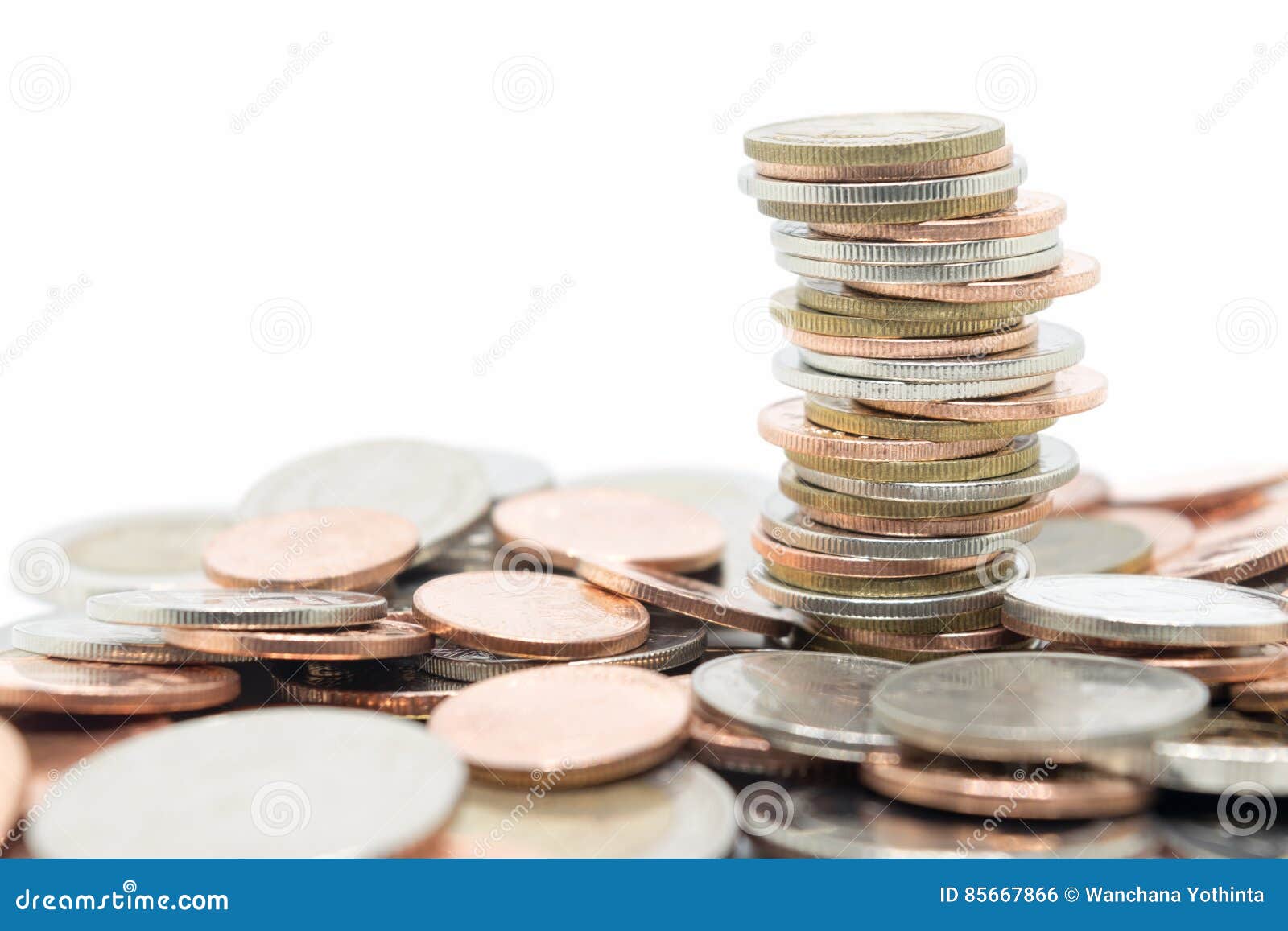 Coin Stack Isolated on White Background Stock Photo - Image of earnings ...