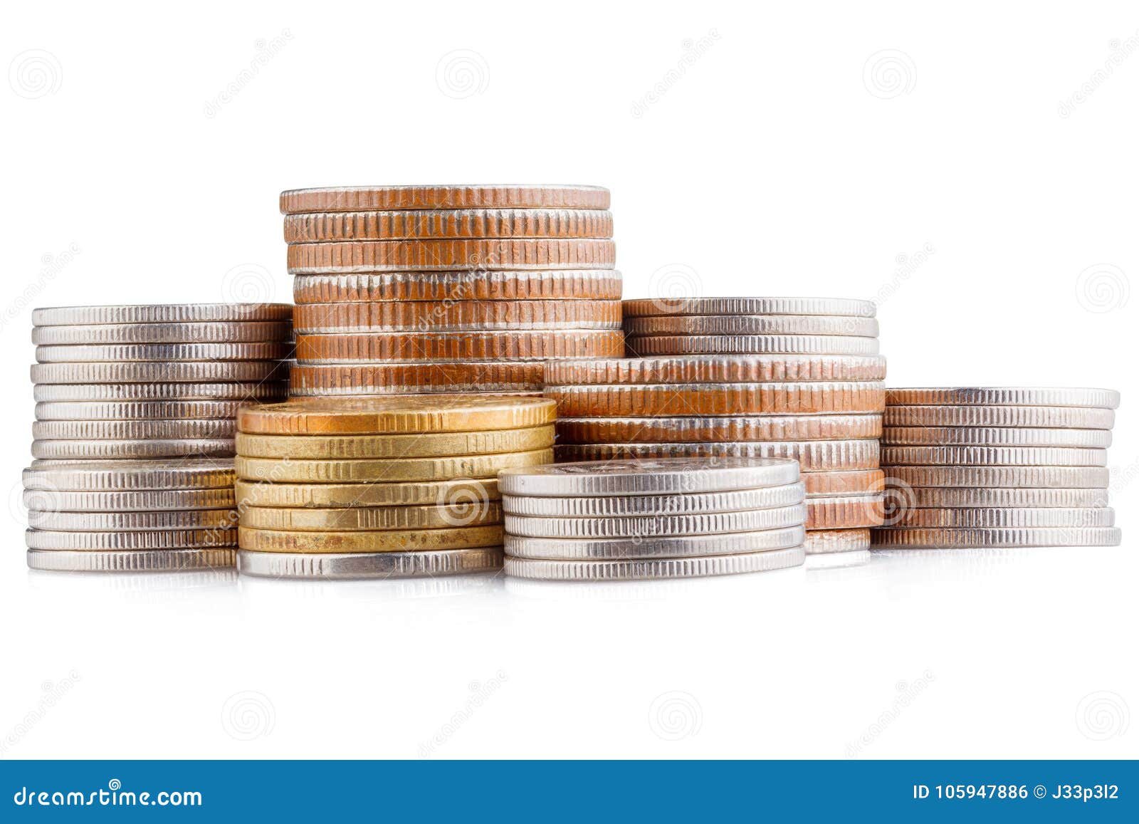 Coin Stack Isolated on White Stock Photo - Image of economy, cash ...