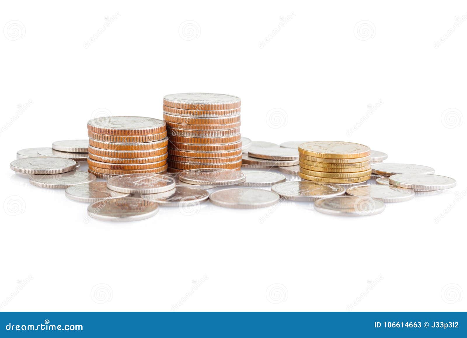 Coin Stack Isolated on White Background Stock Image - Image of clipping ...