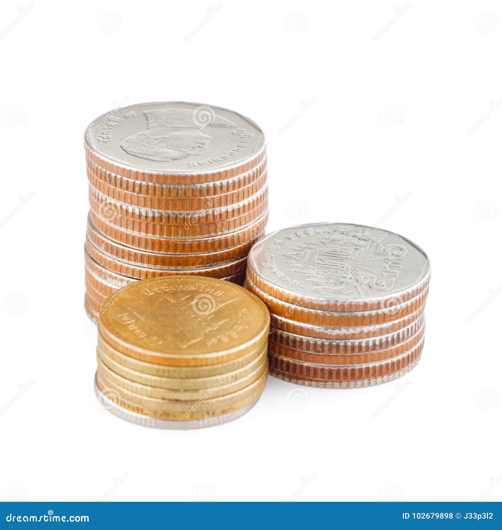Coin Stack Isolated on White Stock Photo - Image of growth, exchange ...