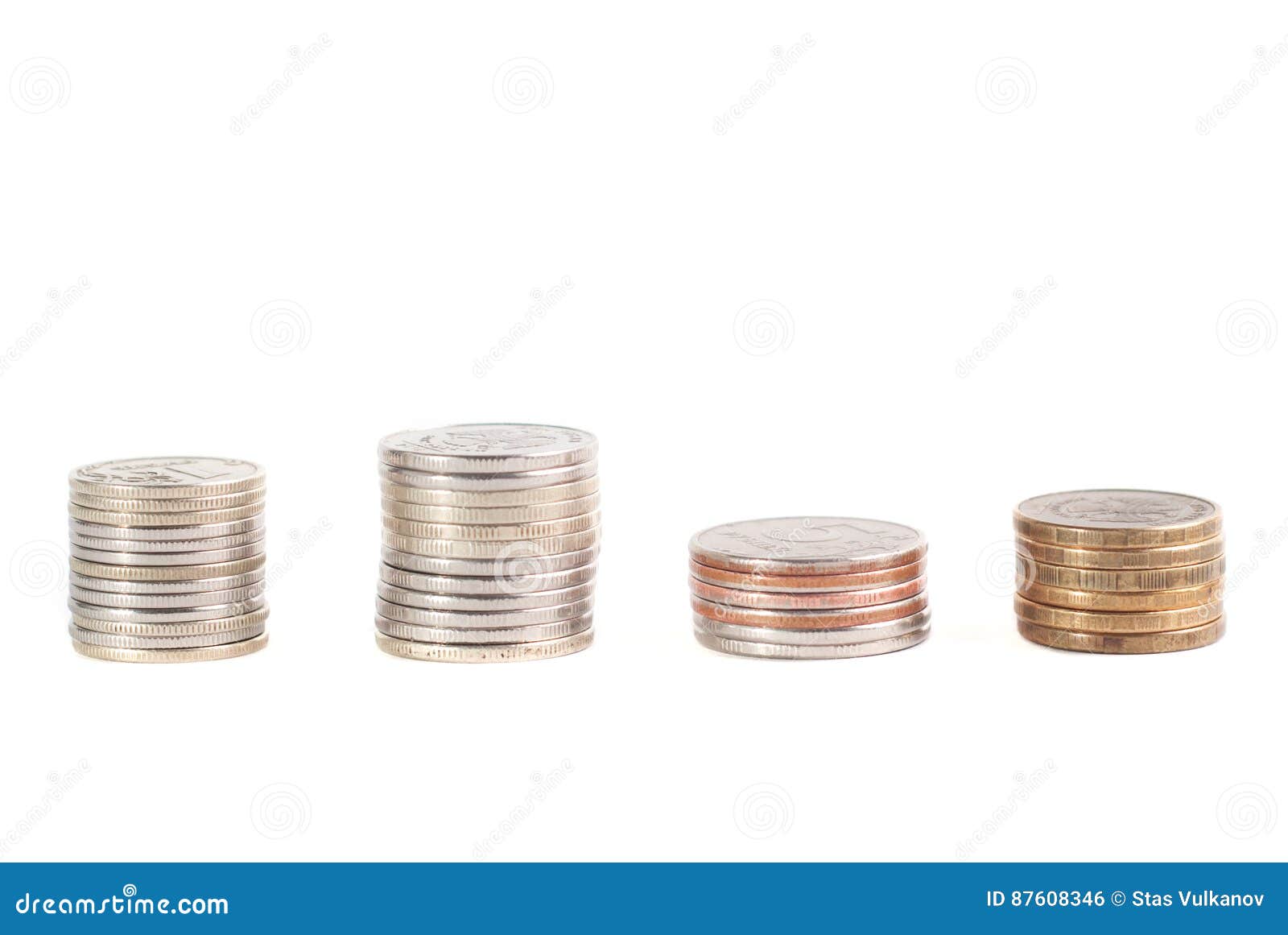 Coin Stack Isolated on White Stock Photo - Image of concept, coin: 87608346