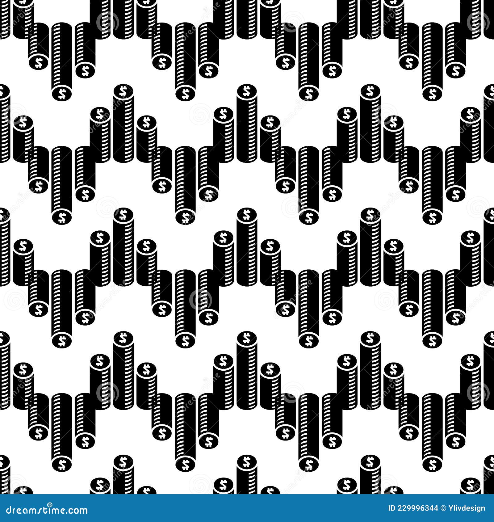 Coin Stack Pattern Seamless Vector Stock Vector - Illustration of ...