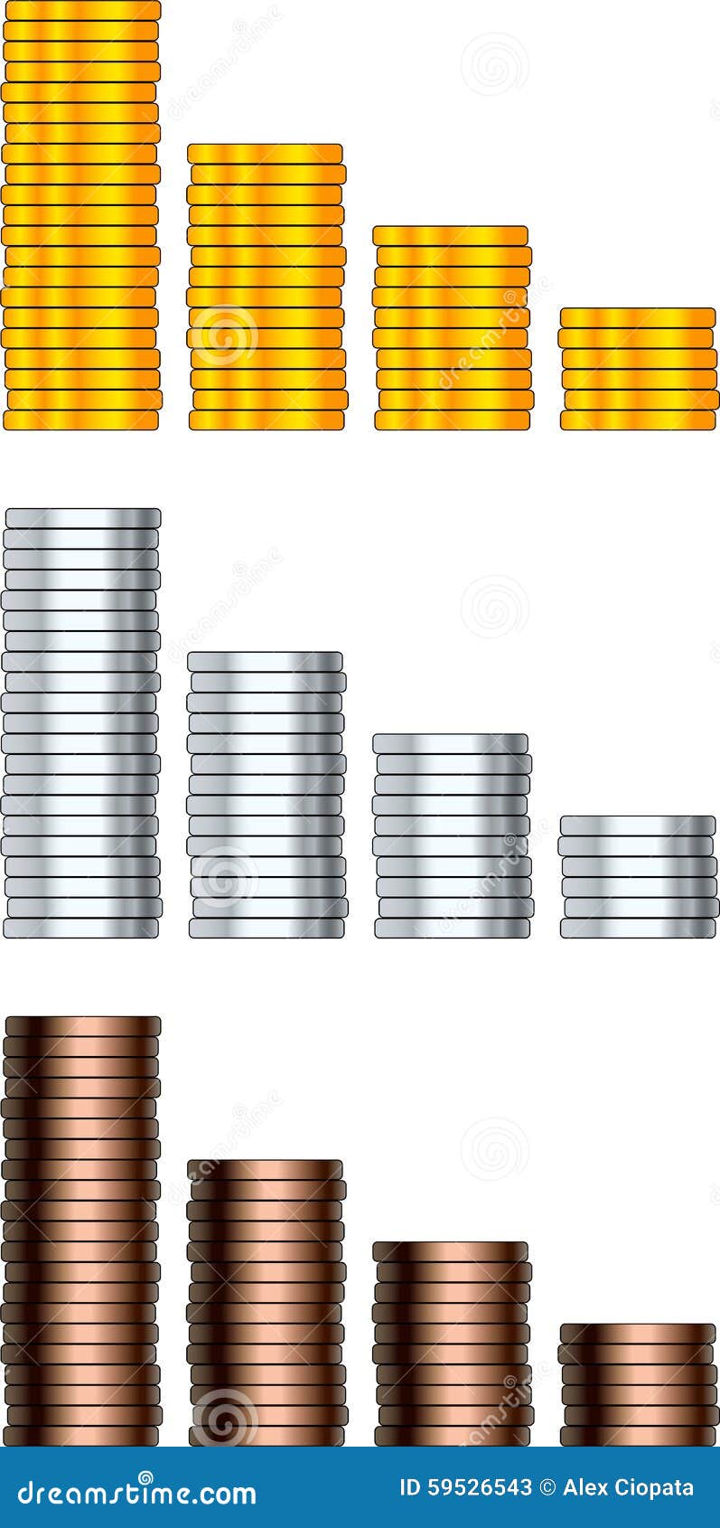 Coin stack set stock vector. Illustration of exchange - 59526543
