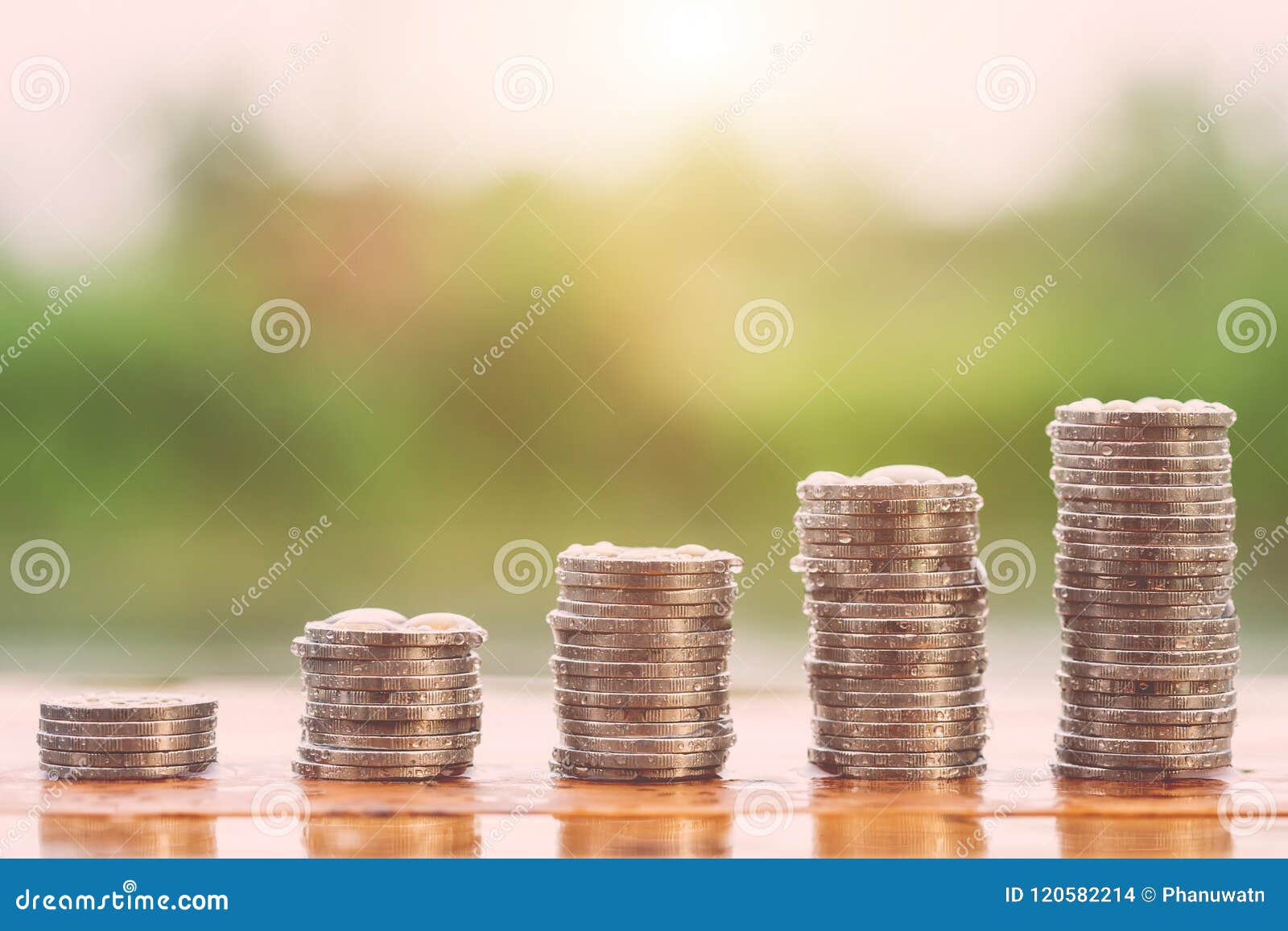 Coin Stack with Water Drop. Business Success or Money Growing Co Stock ...
