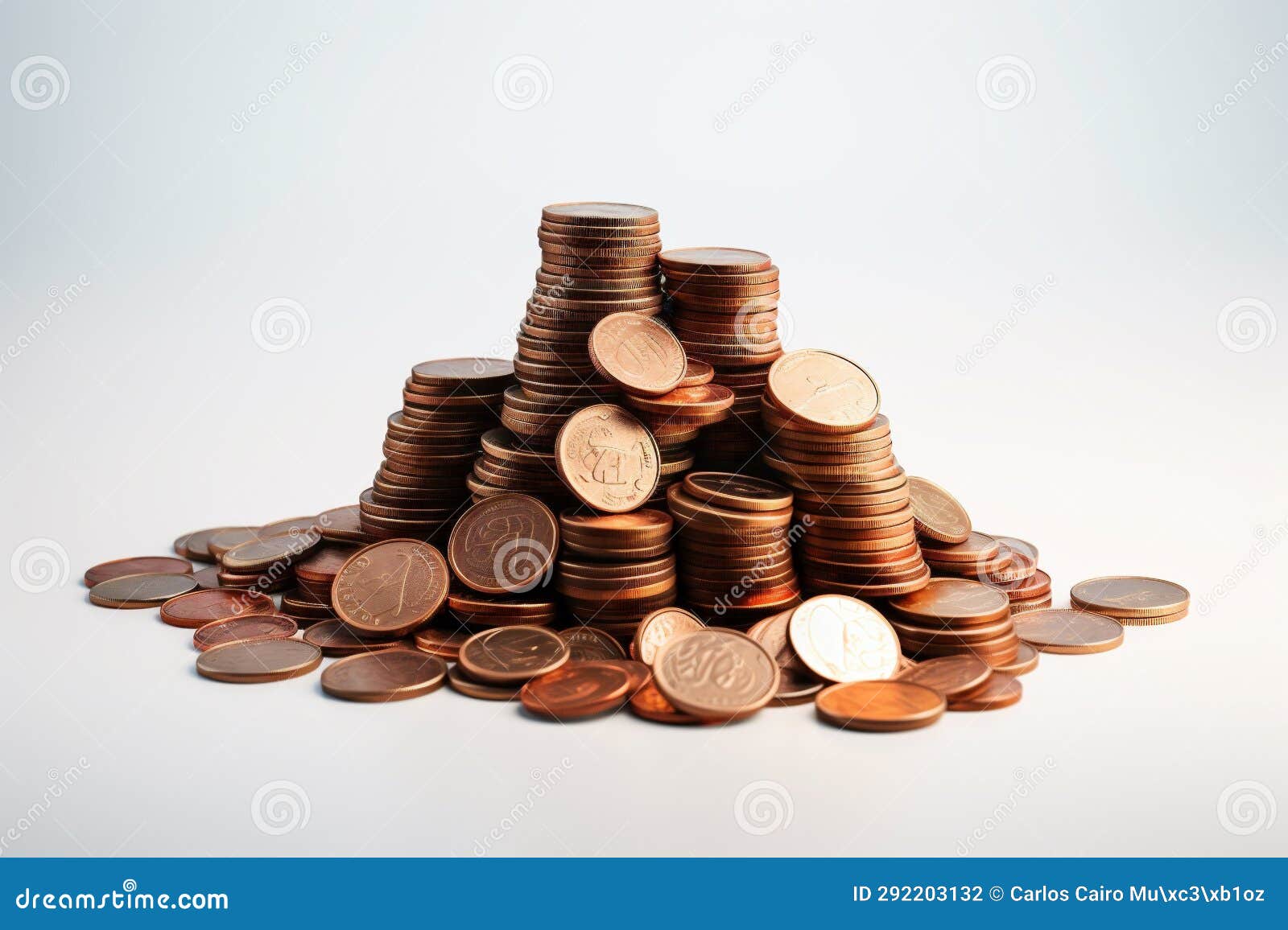 Coin Stack with White Background Stock Photo - Image of growth ...