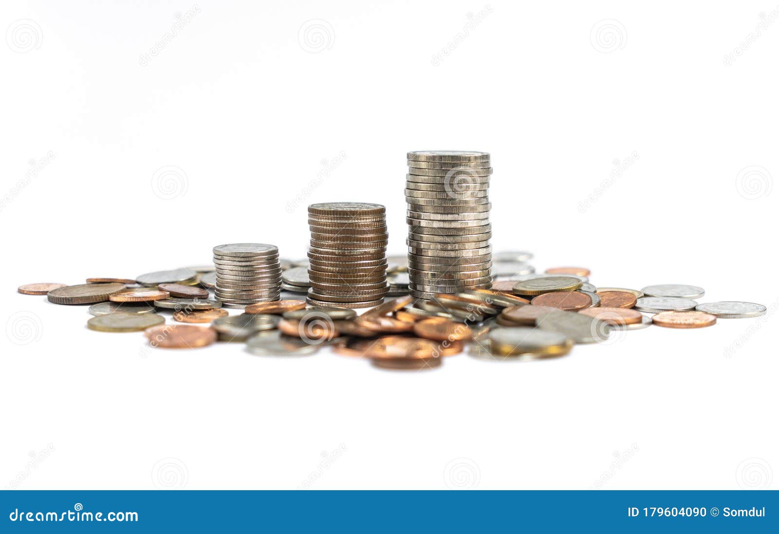 Coin Stack on White Background Stock Photo - Image of cash, arrange ...