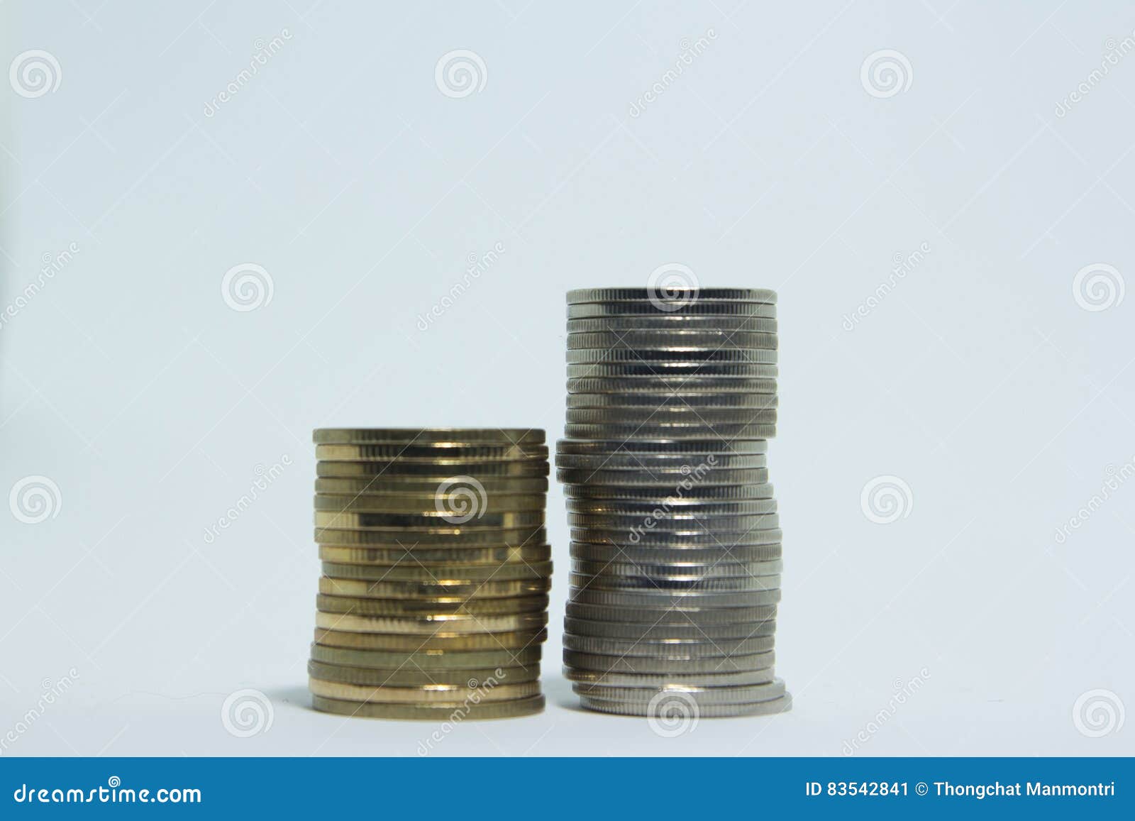 Coin Stack with White Background Stock Image - Image of symbol, stack ...
