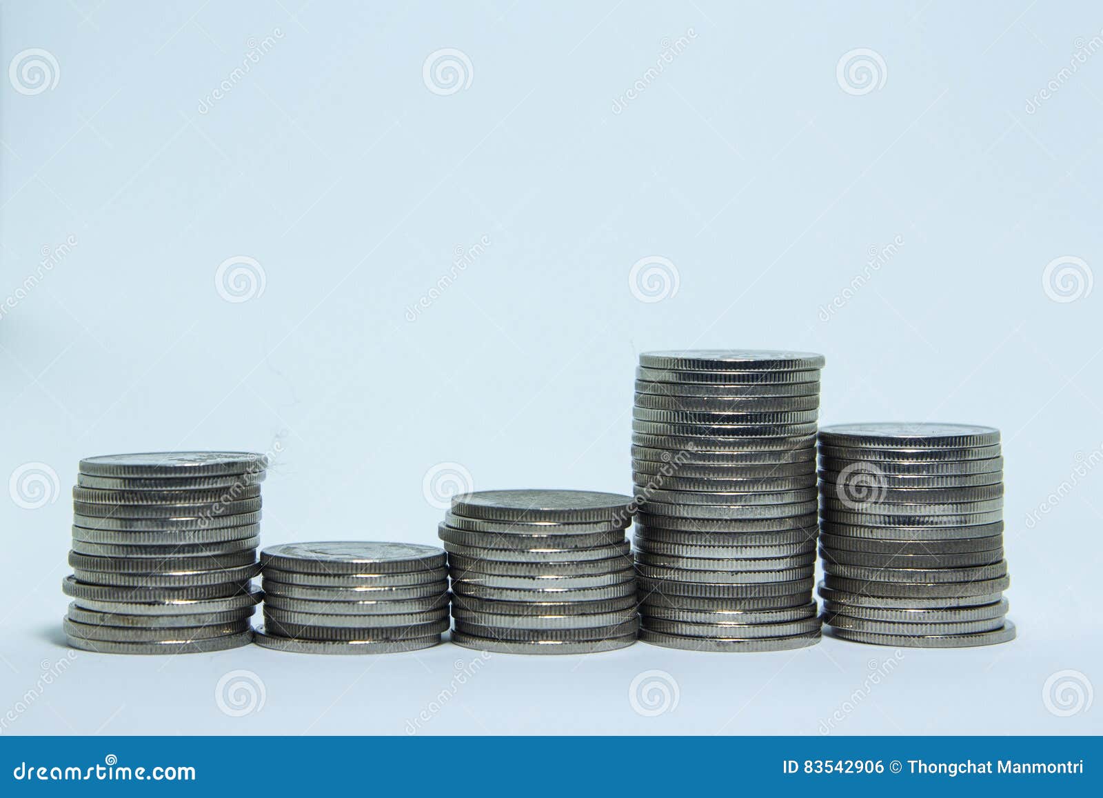 Coin Stack with White Background Stock Photo - Image of stack ...