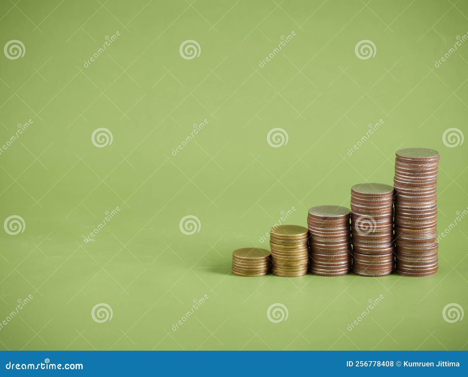 Coin Stacks on Green Background Stock Photo - Image of currency, coins ...