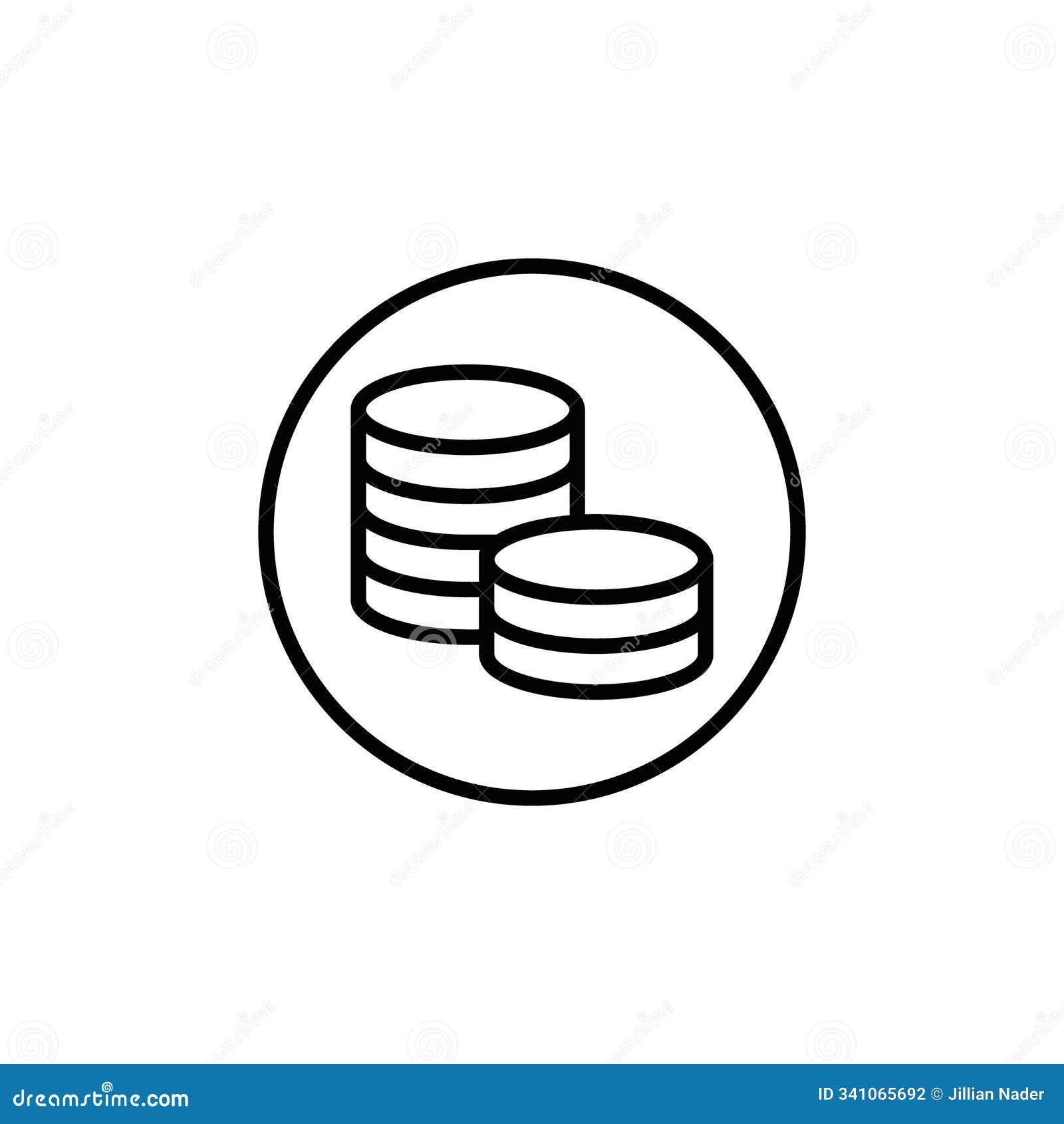 Coin Stacks Icon Thin Vector Set Stock Illustration - Illustration of ...