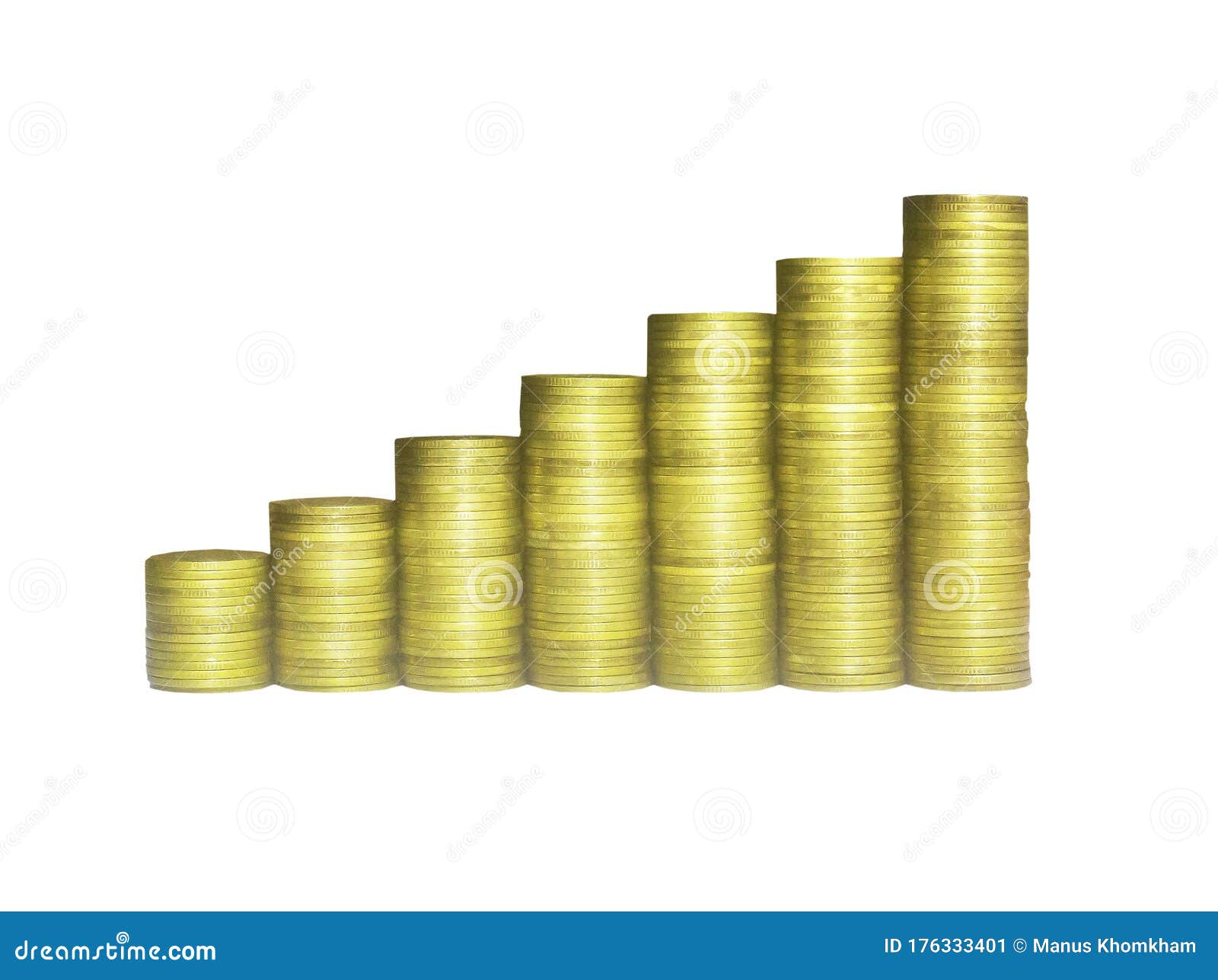 Coin stacks isolated stock image. Image of growth, earning - 176333401