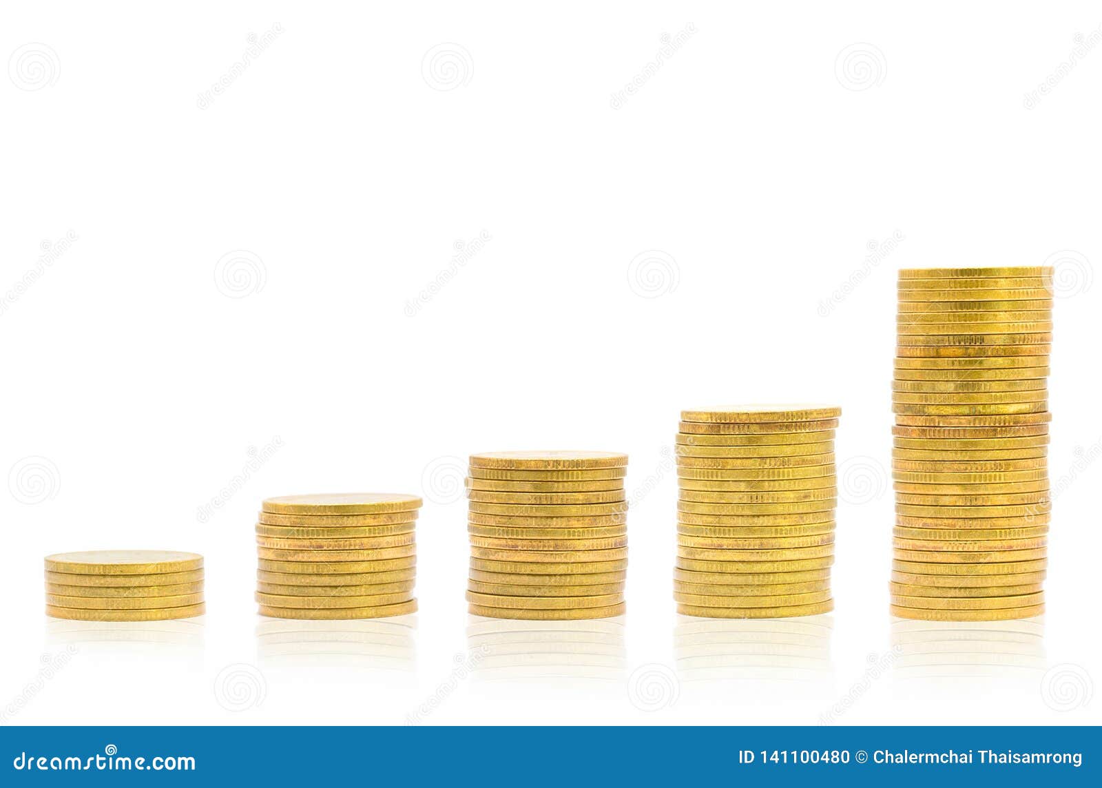 Coin Stacks on a White Background with Clipping Path Stock Photo ...