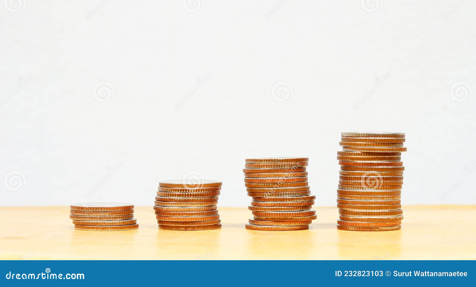 Coin Stacks on a White Background Stock Image - Image of growth, bank ...
