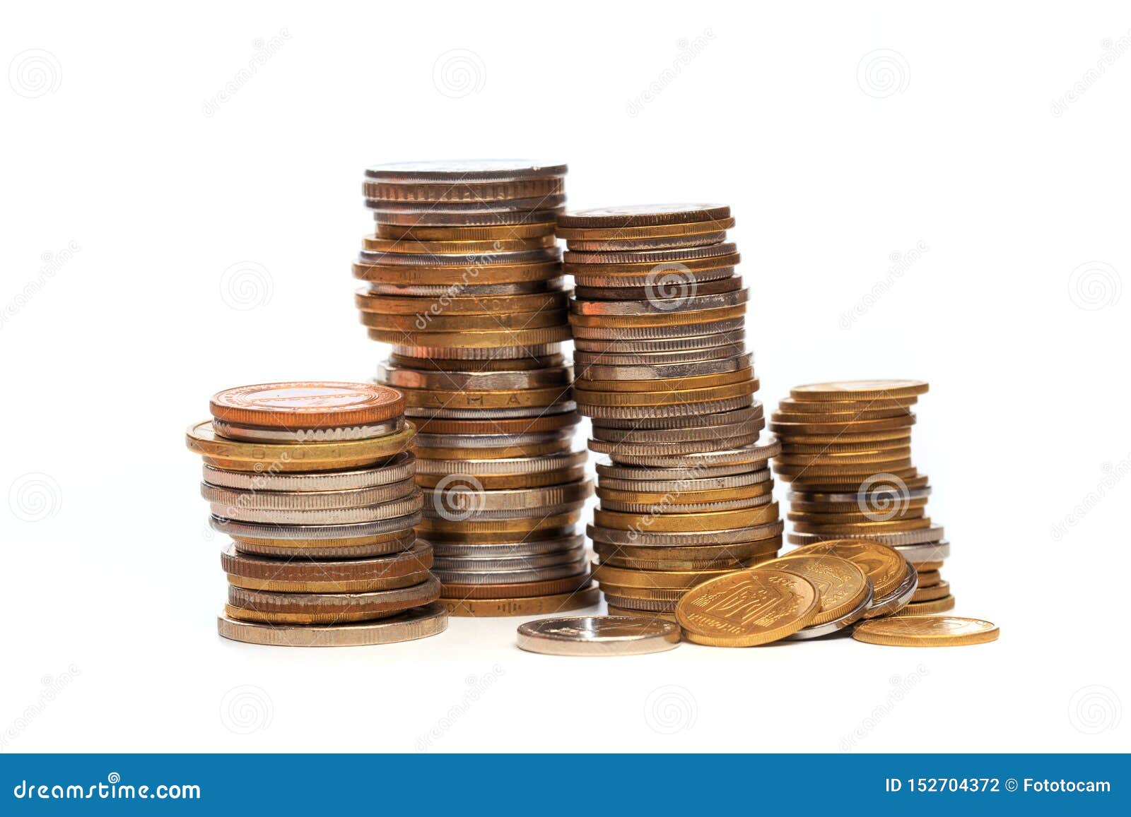 Coin Stacks on a White Background - Image Stock Photo - Image of ...